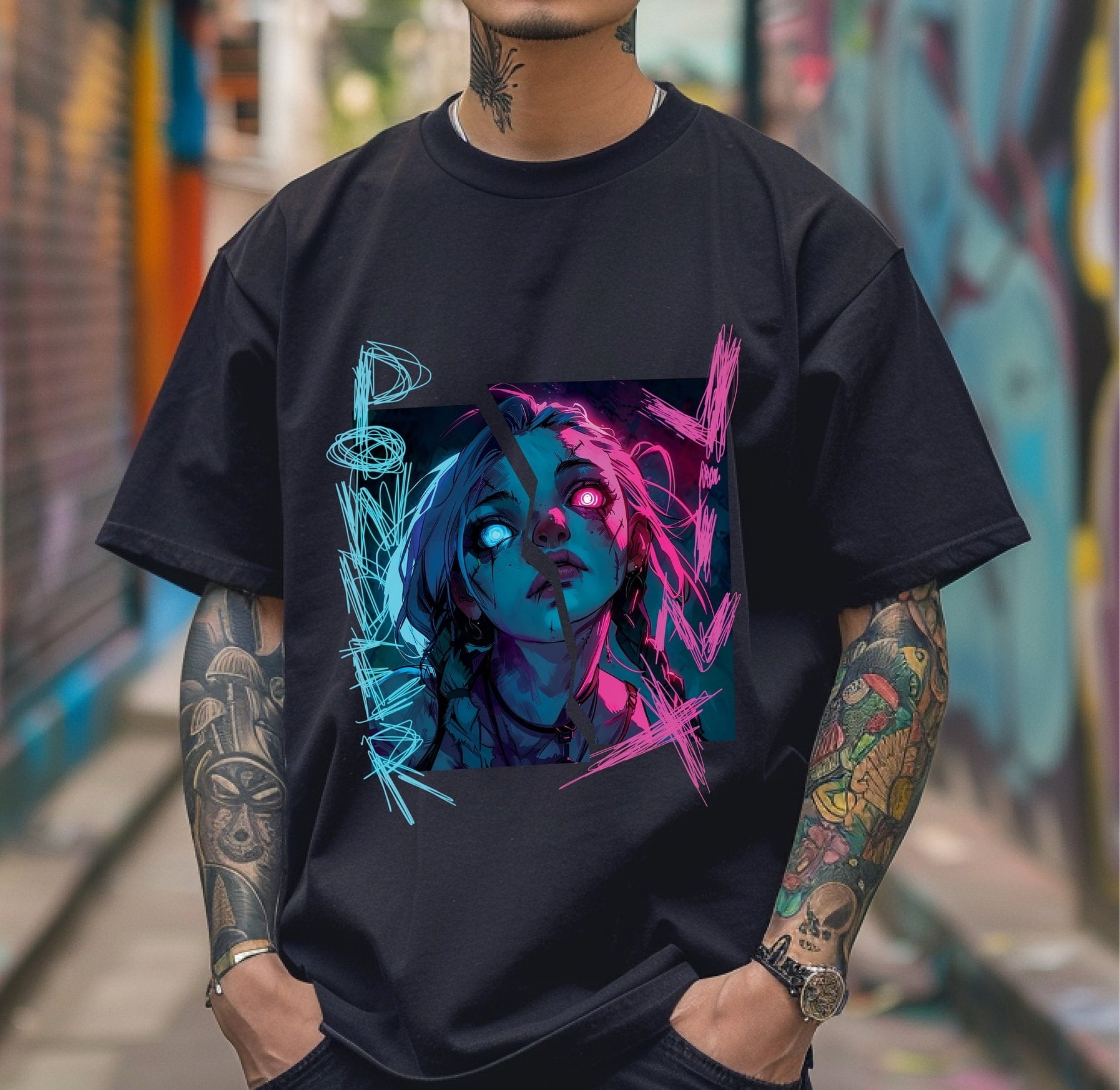 Powder Jinx Arcane T-Shirt – League of Legends Cyberpunk Fan Gift Tee ...