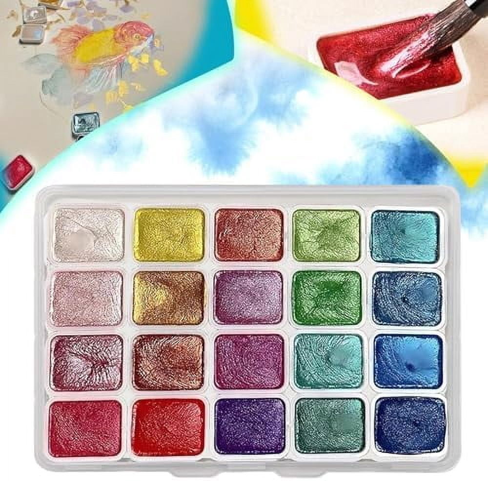 Powder Mineral Pearl Pigment Art Watercolor, 20 Colors Metallic ...