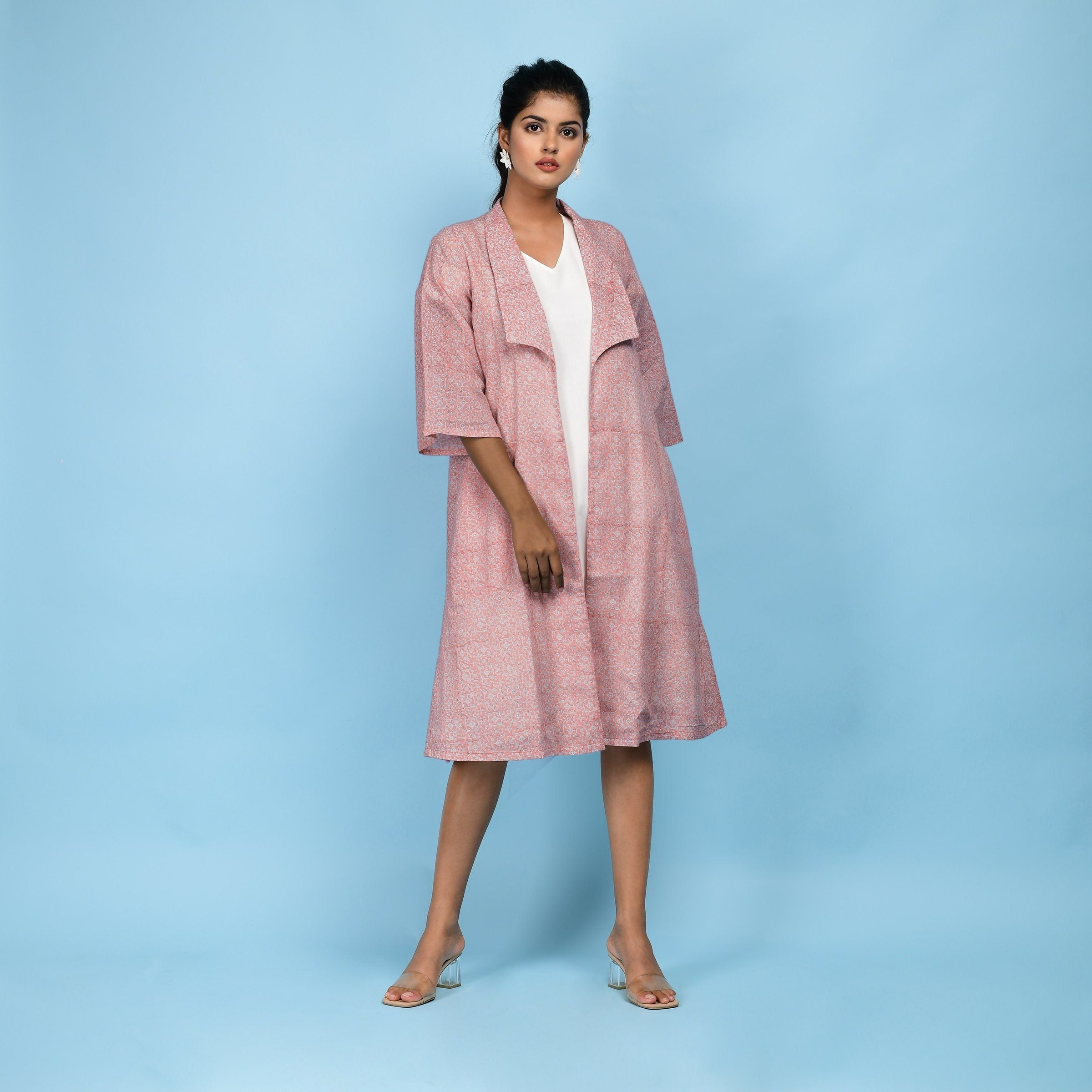 Powder Pink Floral Block Printed 100% Cotton Overlay - Walmart.com
