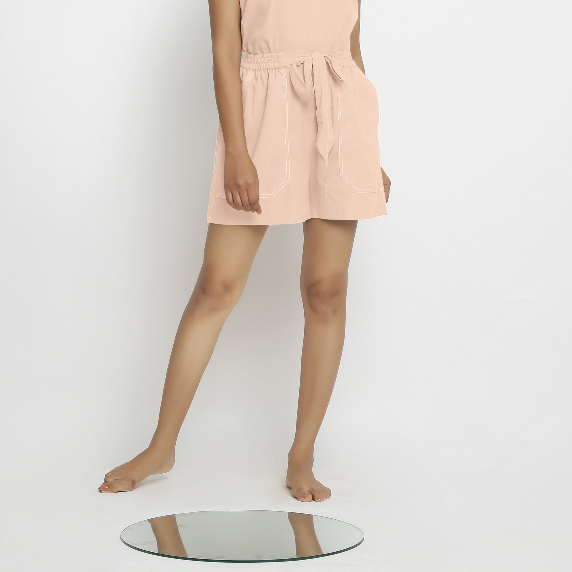 Powder Pink Vegetable Dyed Cotton Elasticated Short Shorts - Walmart.com