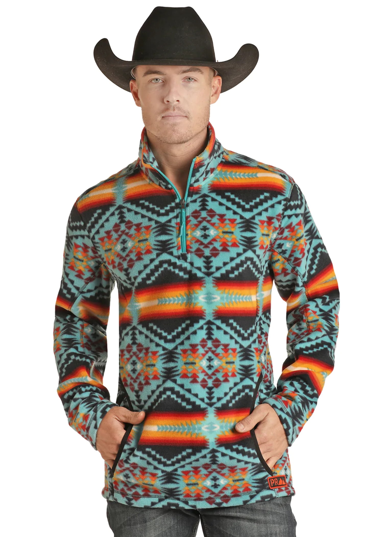 Powder River® Men's Aztec Teal Fleece Pullover PRMO91RZXV-81 - Walmart.com