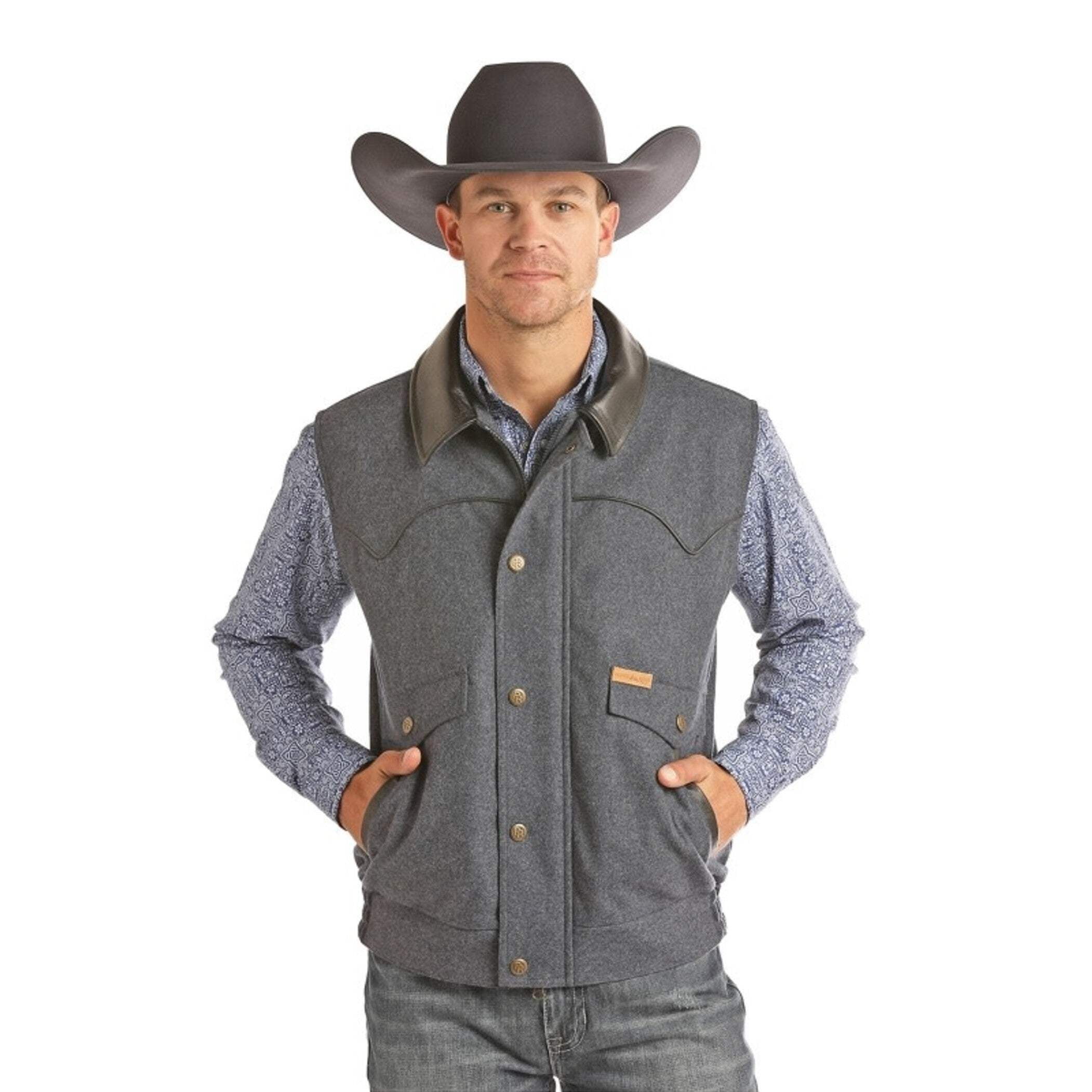 Powder River Outfitters Men's Heathered Wool Vest - 98_5619-CHR XX- US ...