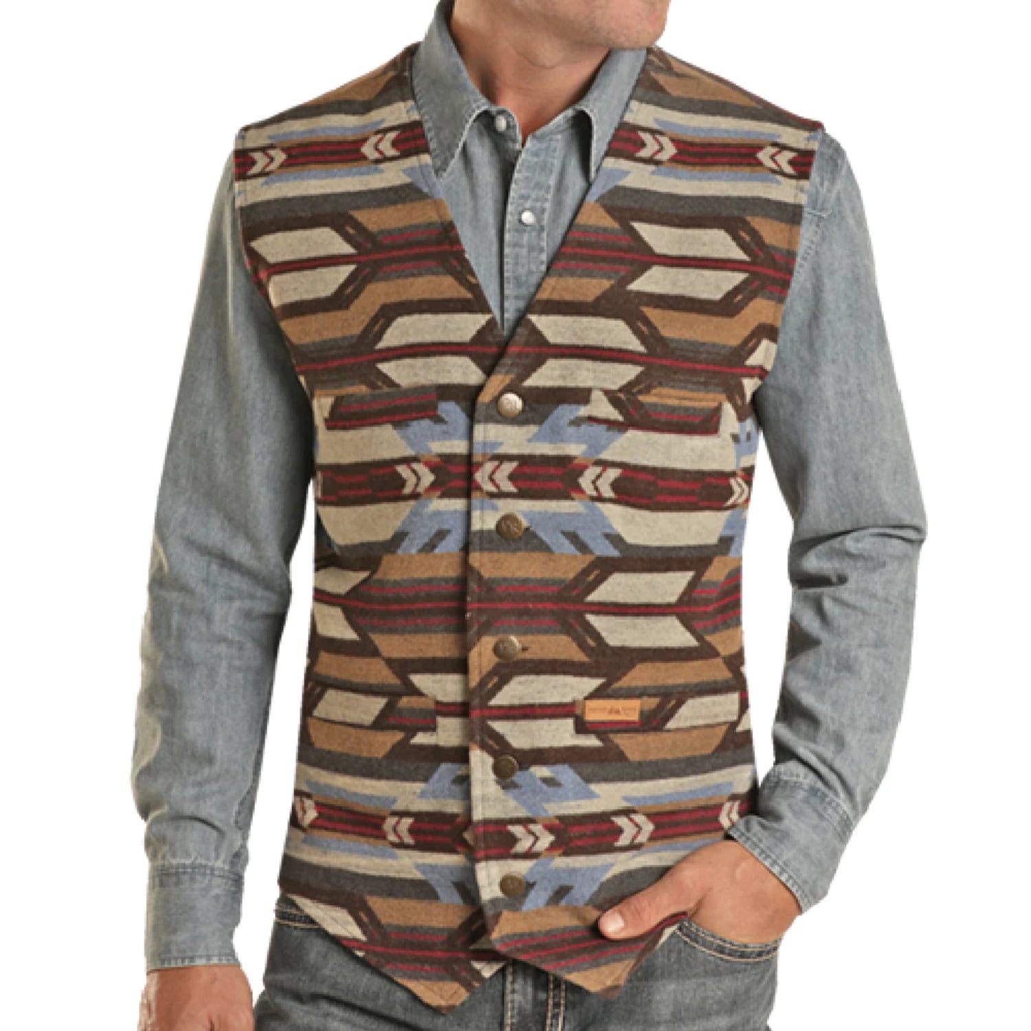 Powder River Outfitters Men's Arrow Serape Wool Brown Vest DT98C01464 ...