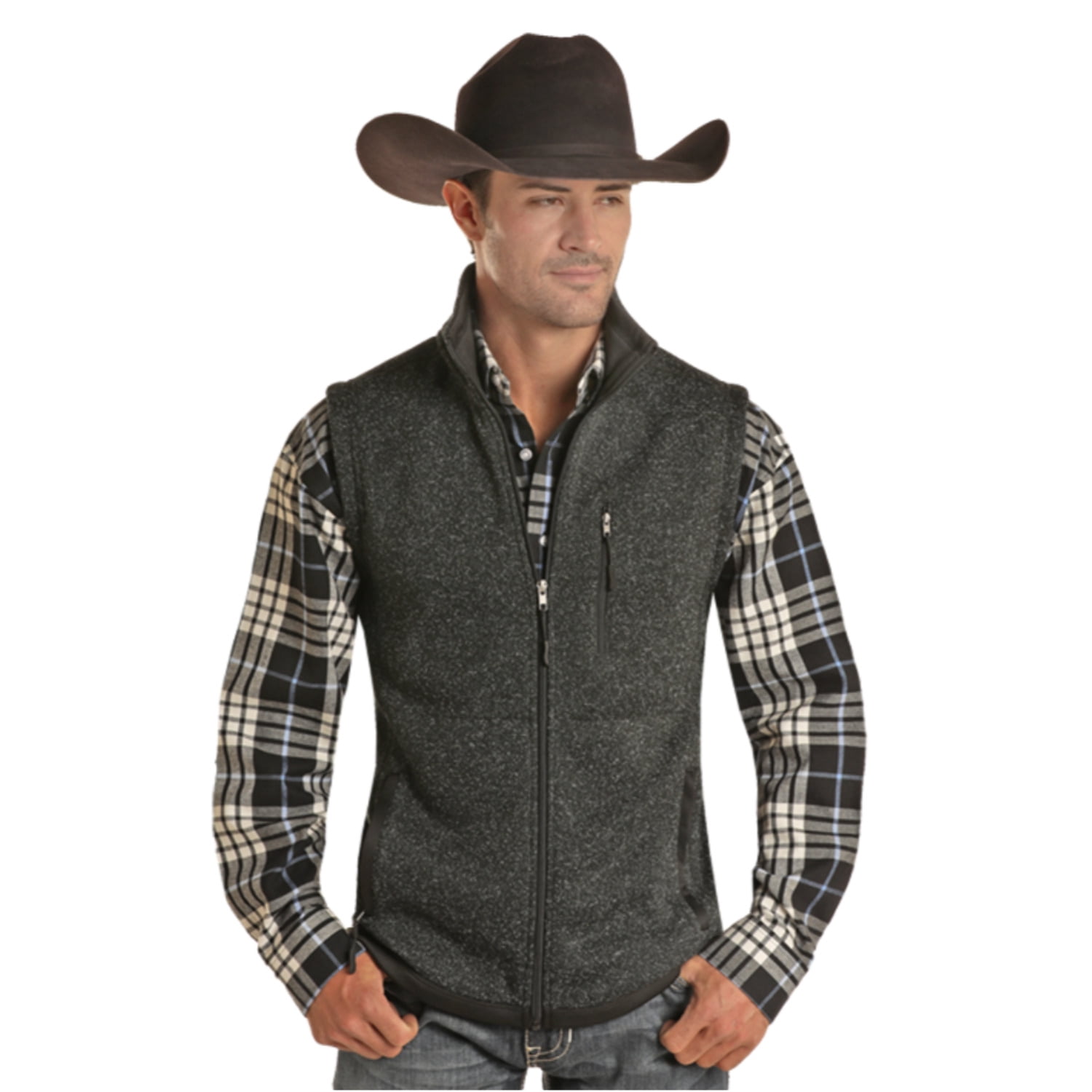 Powder River Outfitters Men's Knit Melange Black Vest DM98C01485-01 ...