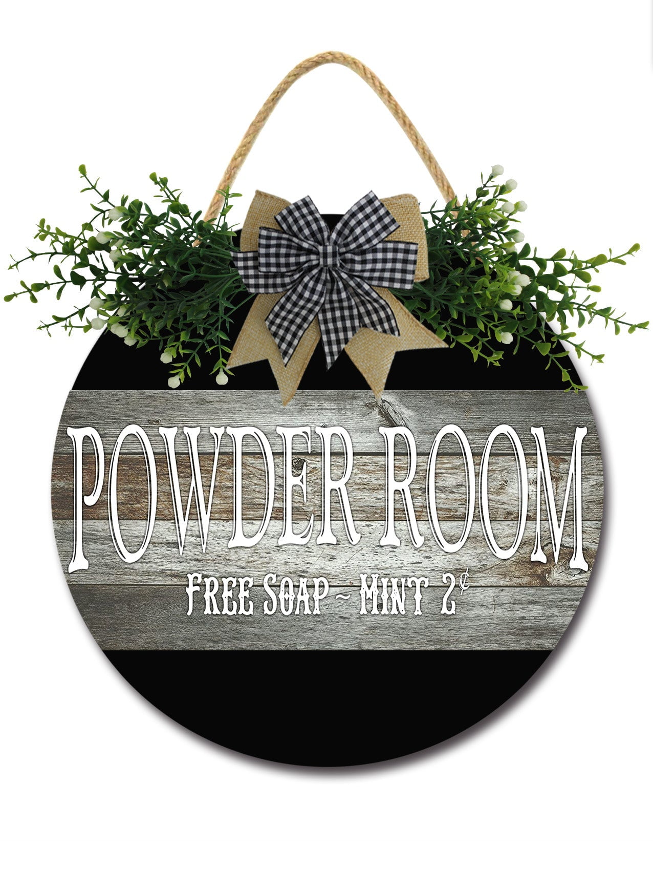 Powder Room Sign for Front Door, Decor for Farmhouse Porch Decorations ...