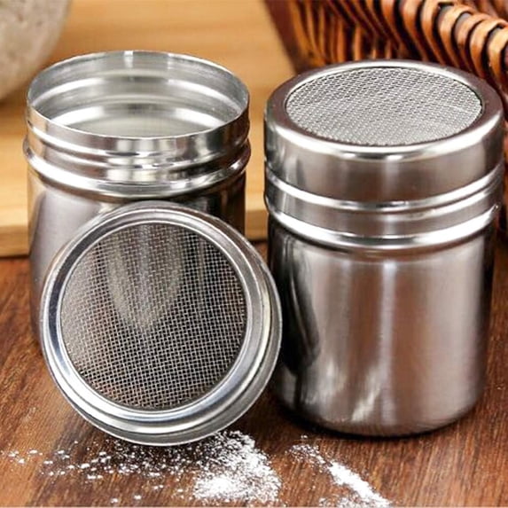 Powder Sugar Shaker with Lid, Stainless Steel Fine Mesh Shaker for ...