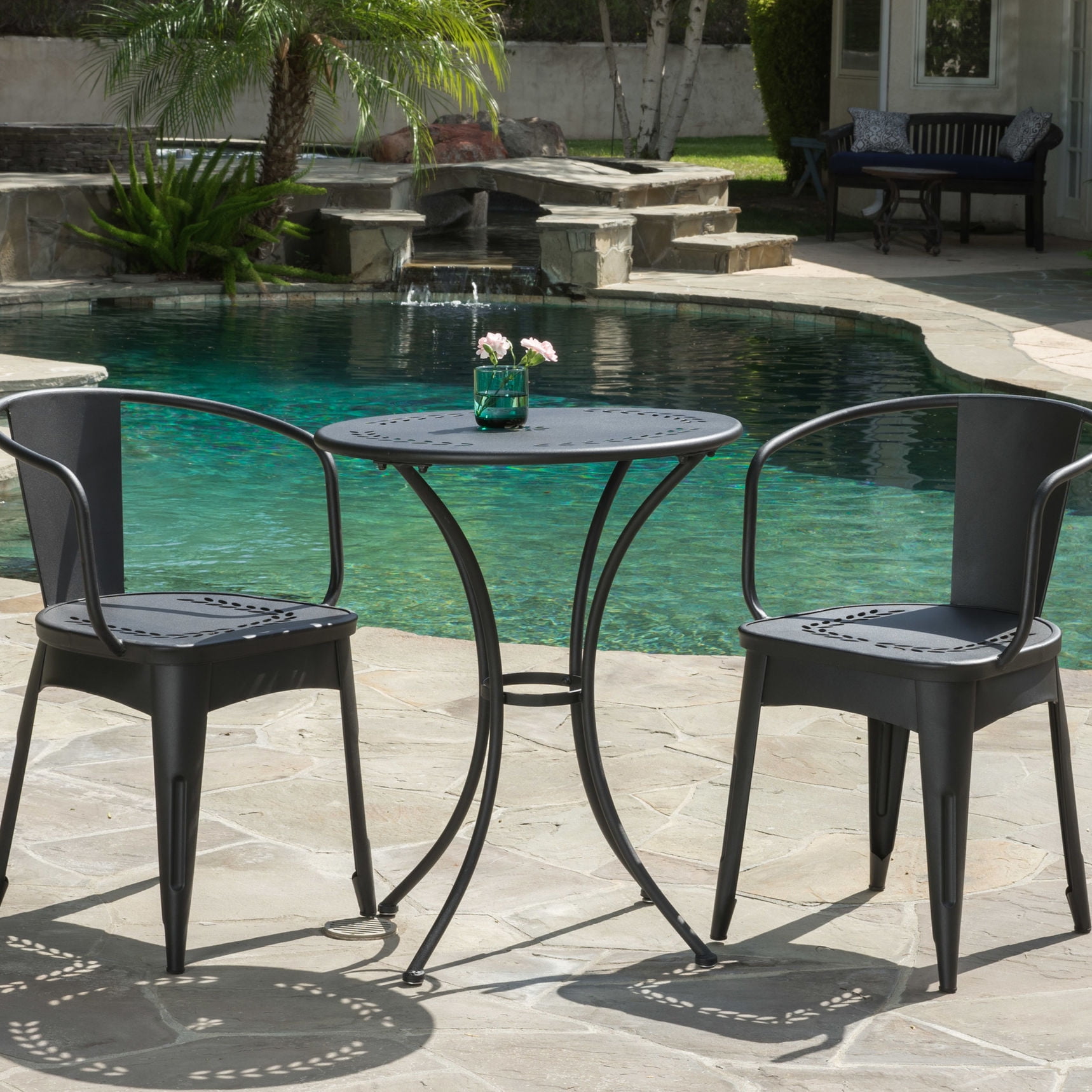 Powder-coated Iron 3-piece Bistro Set / Water-resistant for Long ...