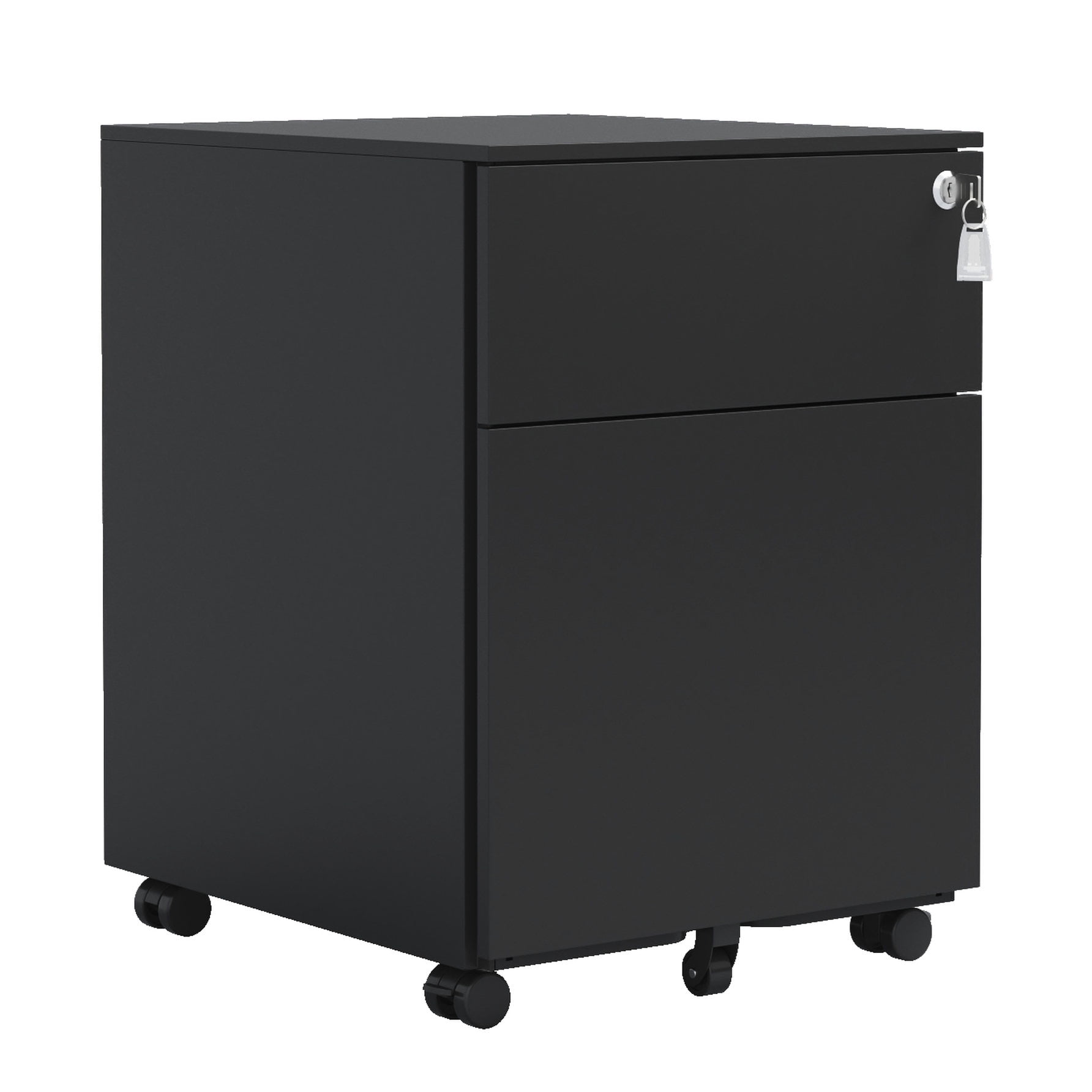 Powder-coated steel mobile file cabinet with 5 casters | Ensures stable ...