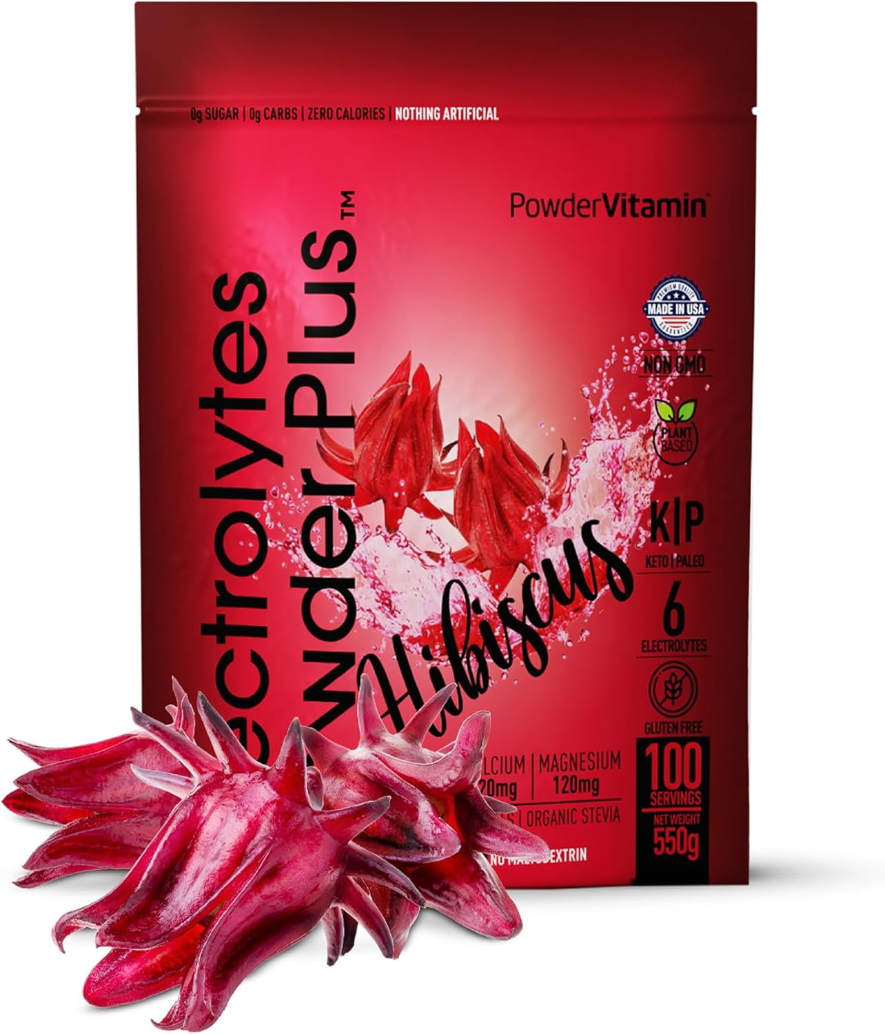 PowderVitamin Electrolytes Powder Plus (100 Servings) Hibiscus ...