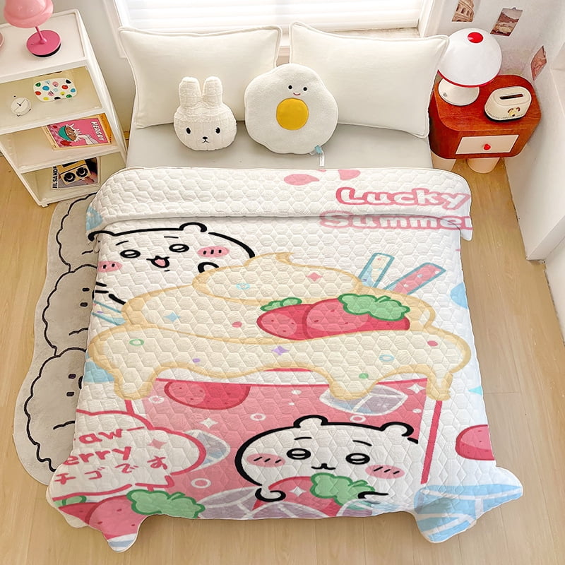 Powdered Chiikawa blanket cartoon milk velvet thickened office lunch ...