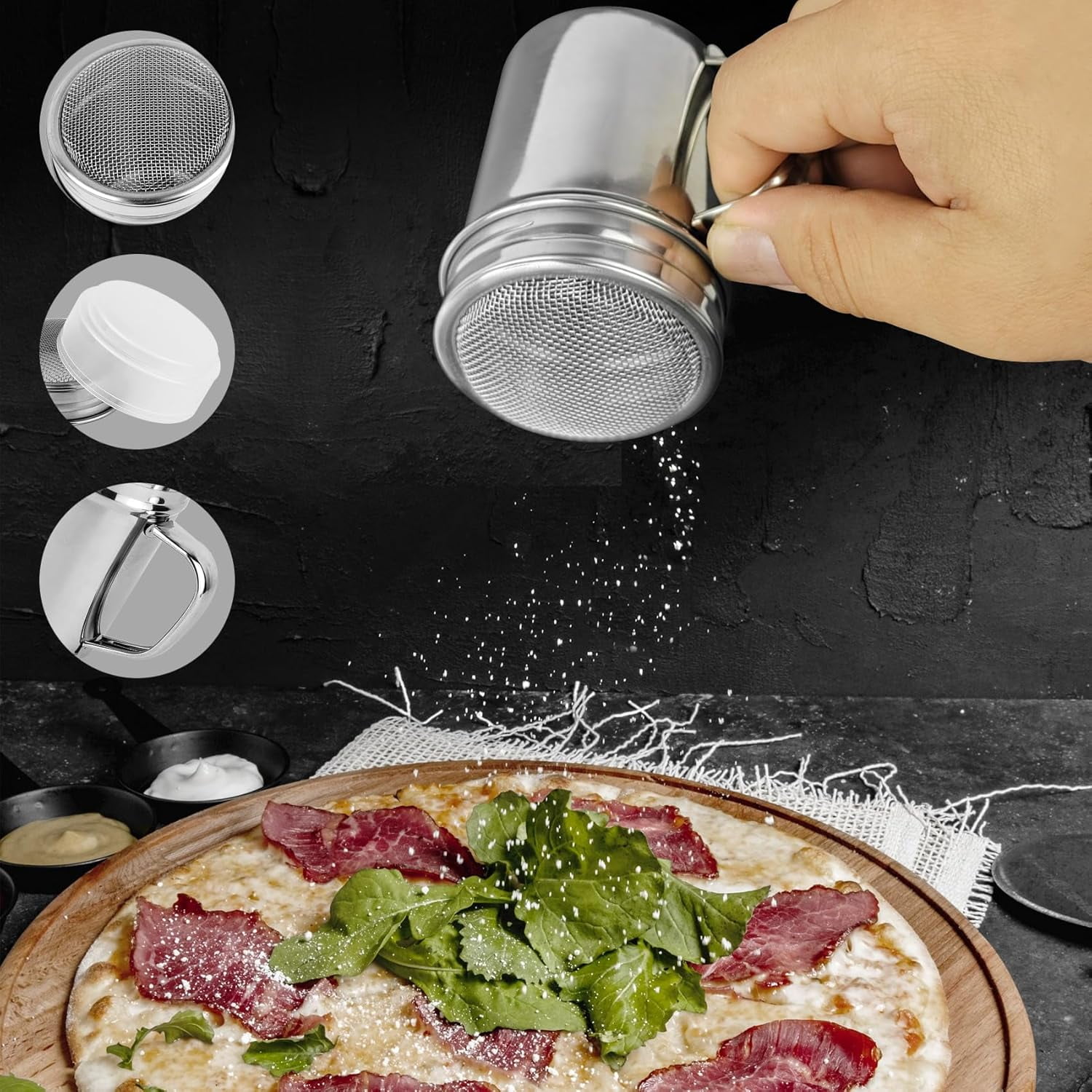 Powdered Sugar Shaker Duster Stainless Steel Fine Mesh Shaker With ...