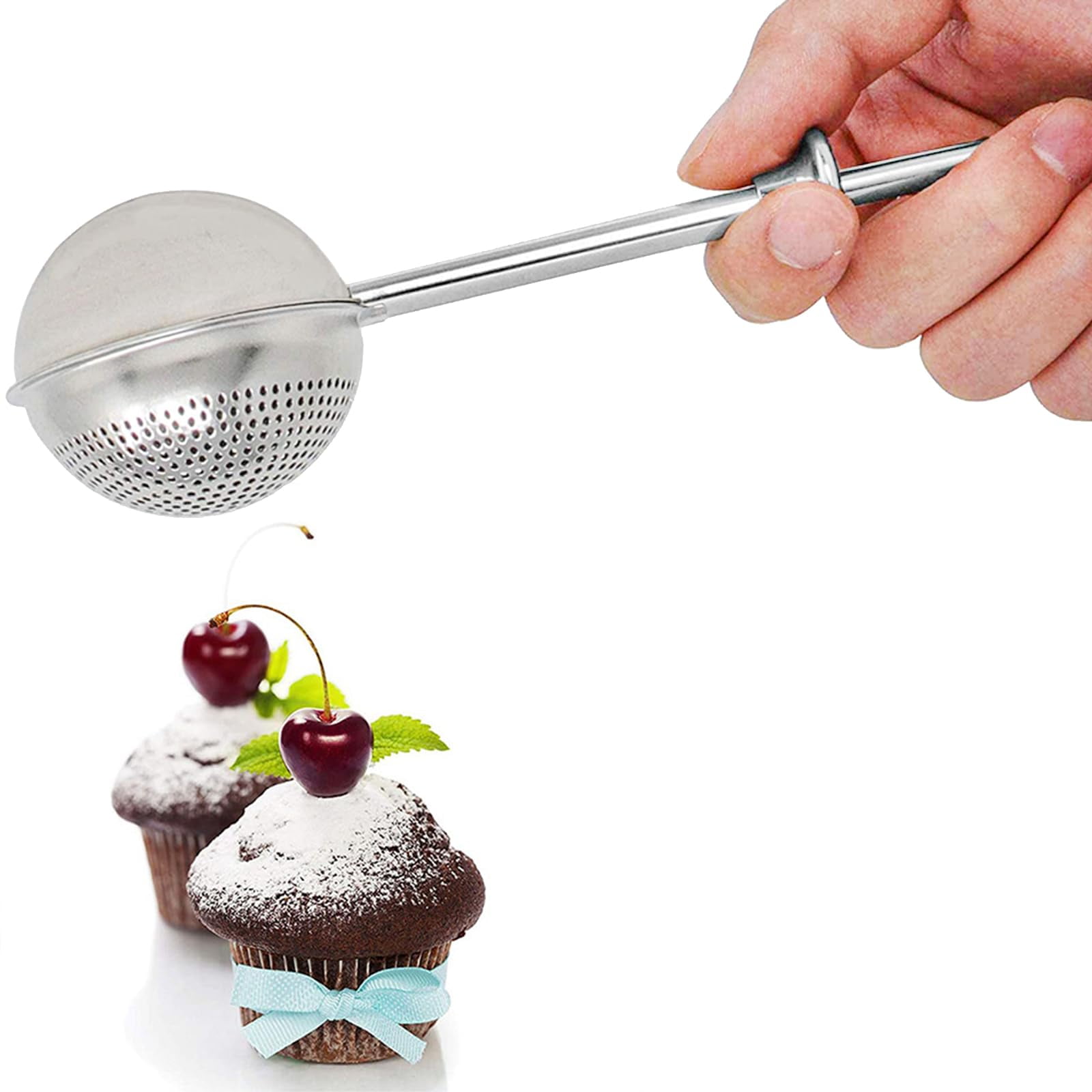 Powdered Sugar Shaker Duster, Stainless Steel Flour Duster with Spring ...