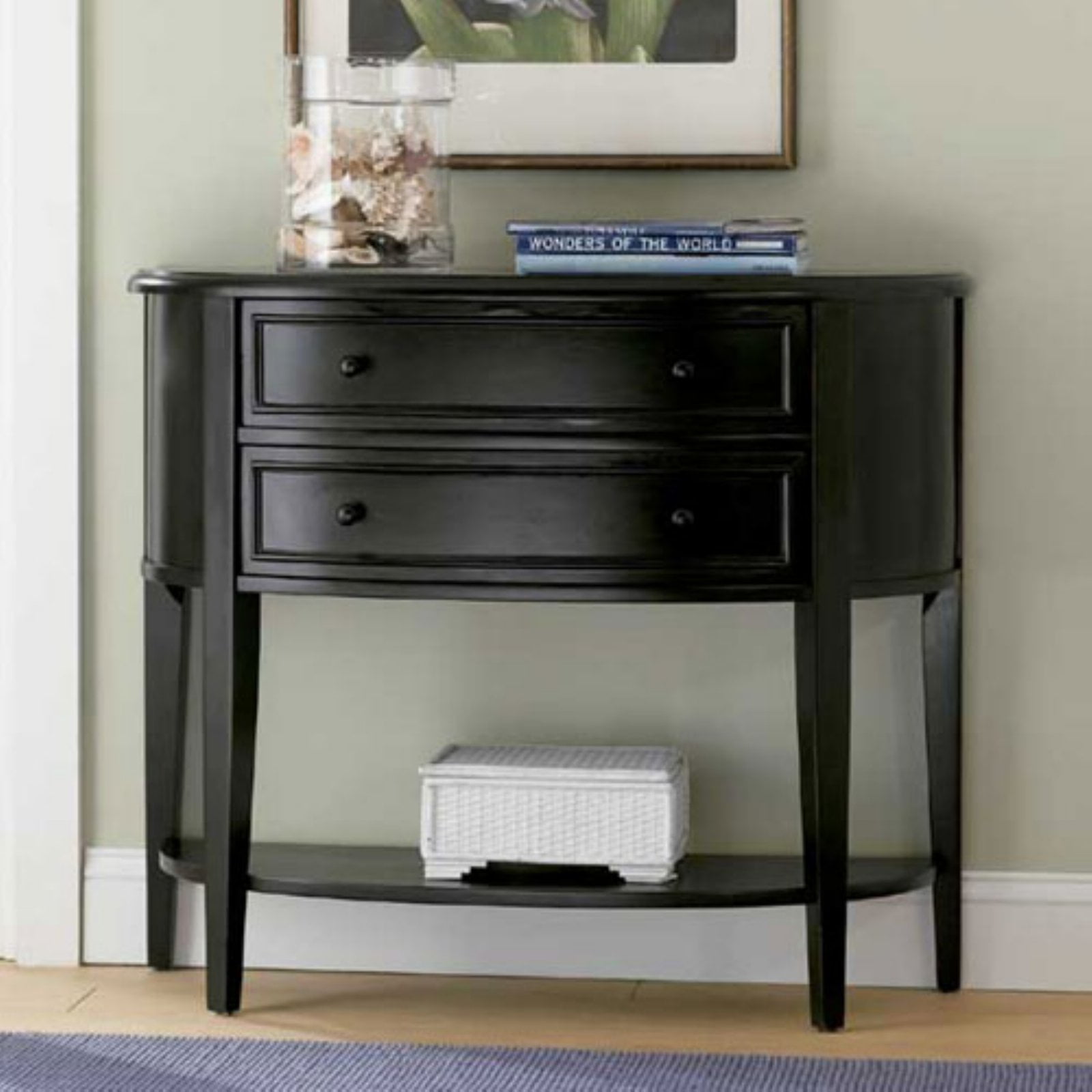 Powell Antique Black Through Terra Cotta Demilune Console Table ...