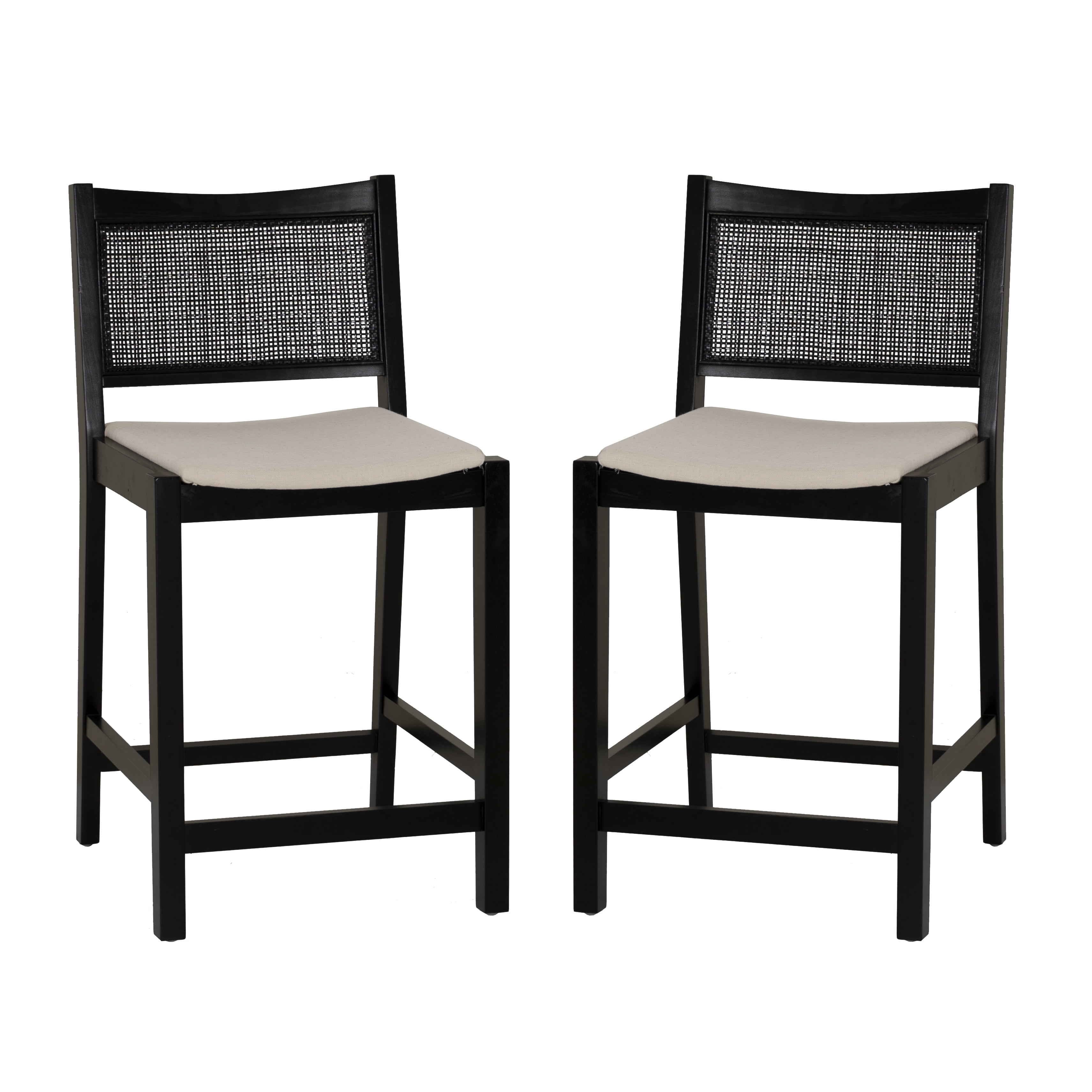 Free Shipping! Powell 25 Inch Cane-Back Wood Counter Stools Set of 2 ...
