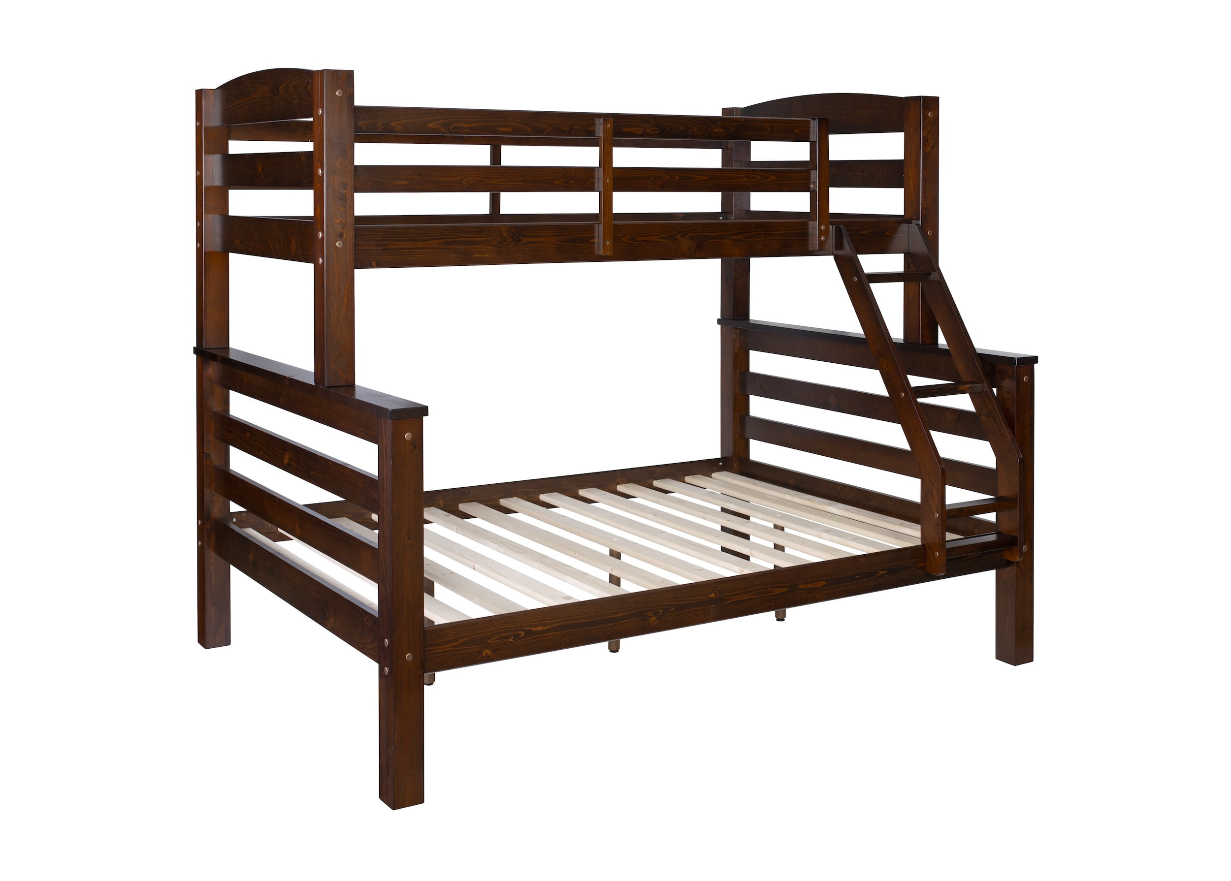 Powell Twin Over Full Bunk Bed with Ladder, Espresso Pine Wood ...