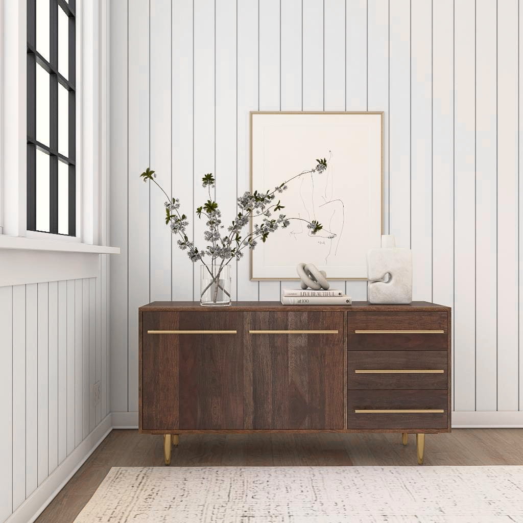 Powell Delwin Console Table - Solid Acacia Wood - Walmart.com