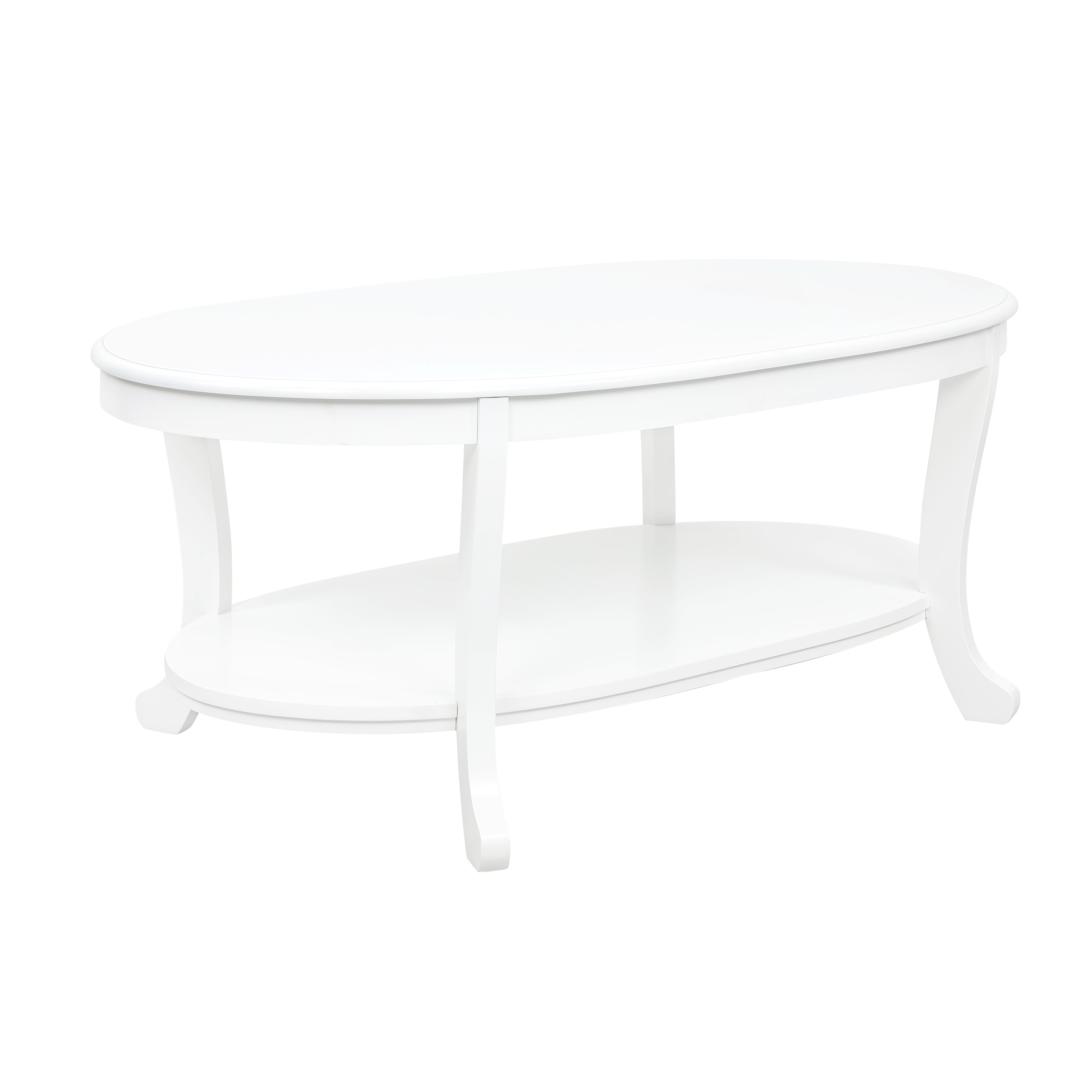 Powell Kendall Traditional Oval Coffee Table with Shelf, White ...