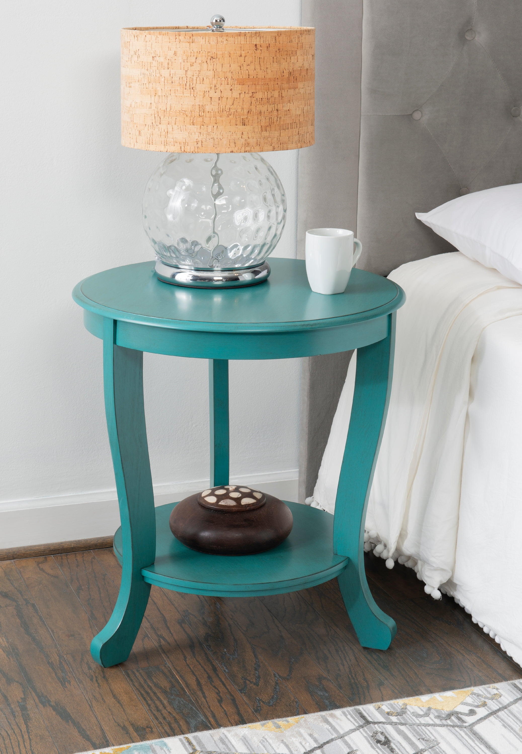 Powell Kendall Round Indoor Accent Side Table with Shelf, 24" Tall ...