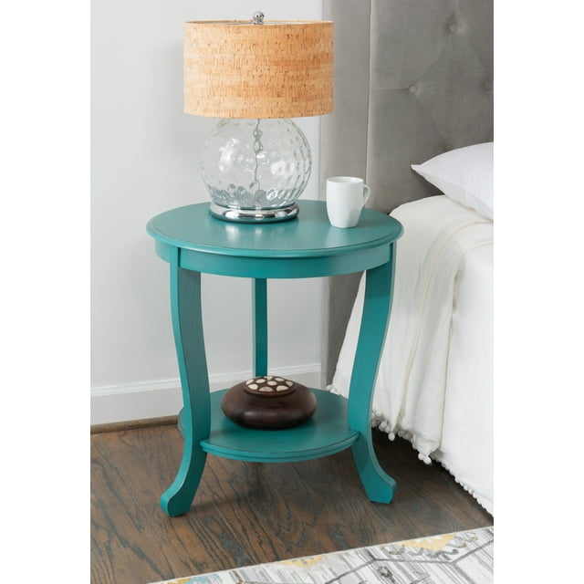 Powell Kendall Round Indoor Accent Side Table with Shelf, 24" Tall ...