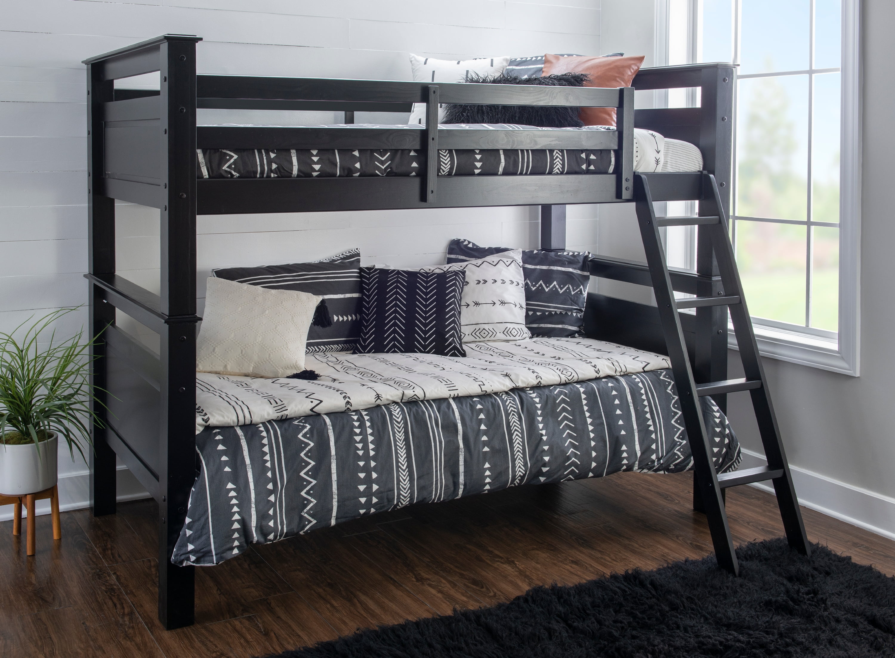 Powell Kiggins Kid's Twin over Twin Convertible Bunk Bed with Built-In ...