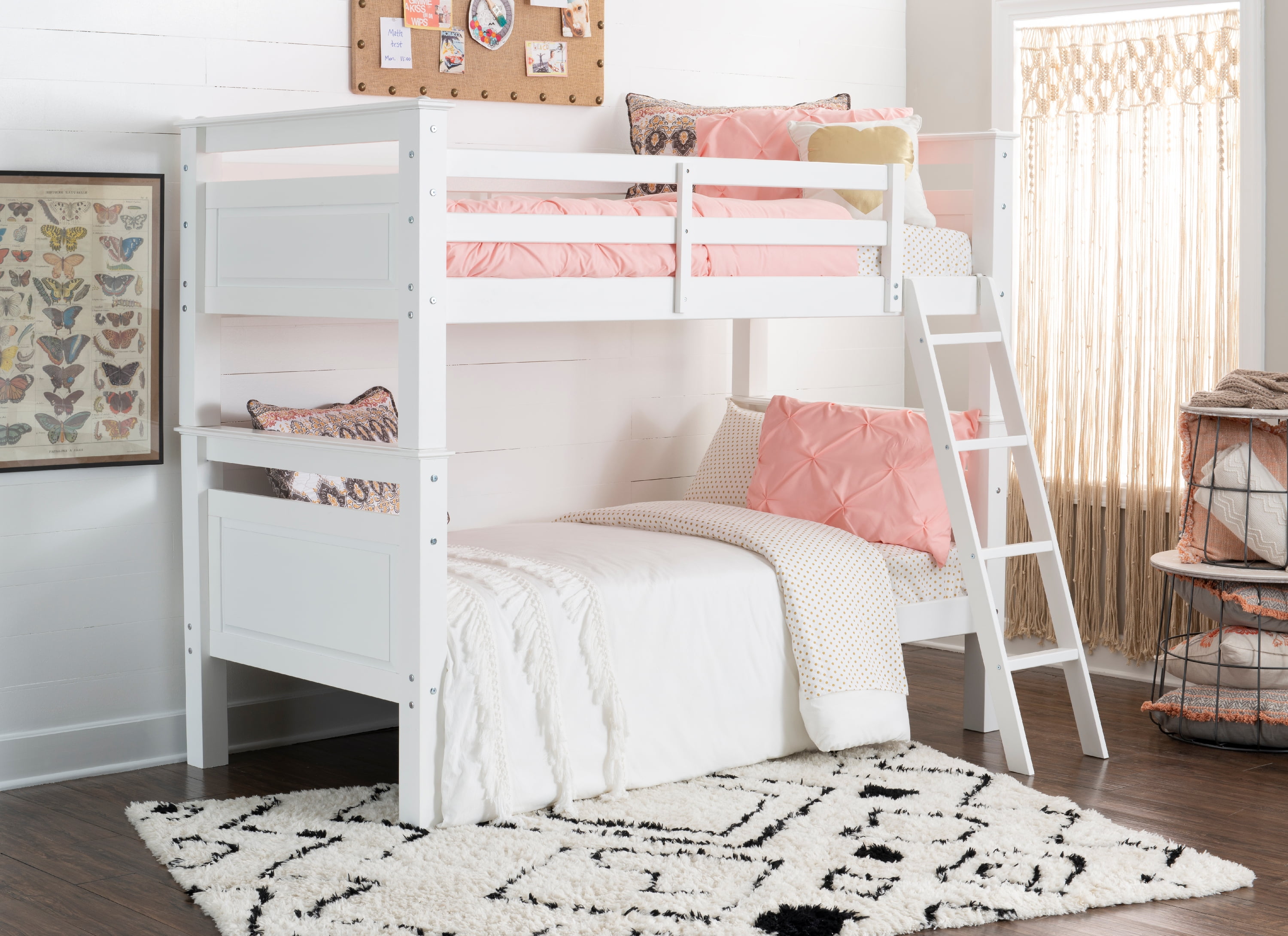Powell Kiggins Kids Twin Bunk Bed - White Finish - Walmart.com