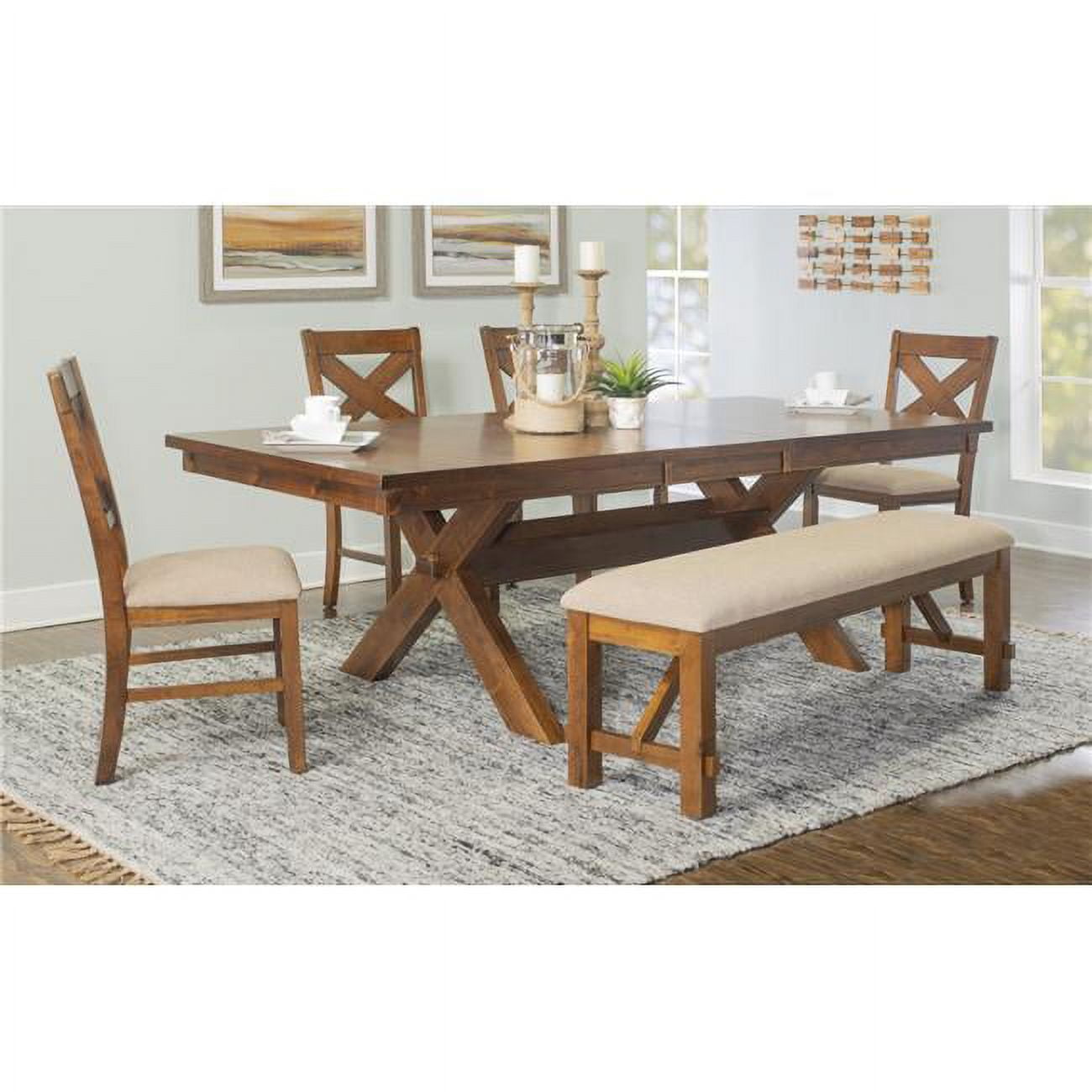 Powell Kraven Dining Set, Dark Hazelnut - 6 Piece - Walmart.com