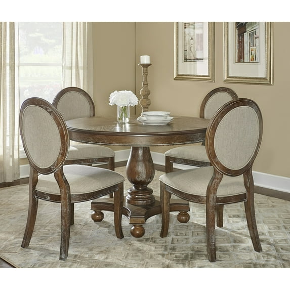 Powell Lenoir 5 Piece Dining Table Set, Wirebrushed Oak - Walmart.com