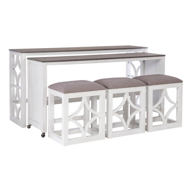 Powell Malfoy 5-Piece Nesting Console Table Set with 3 Stools, Antique ...