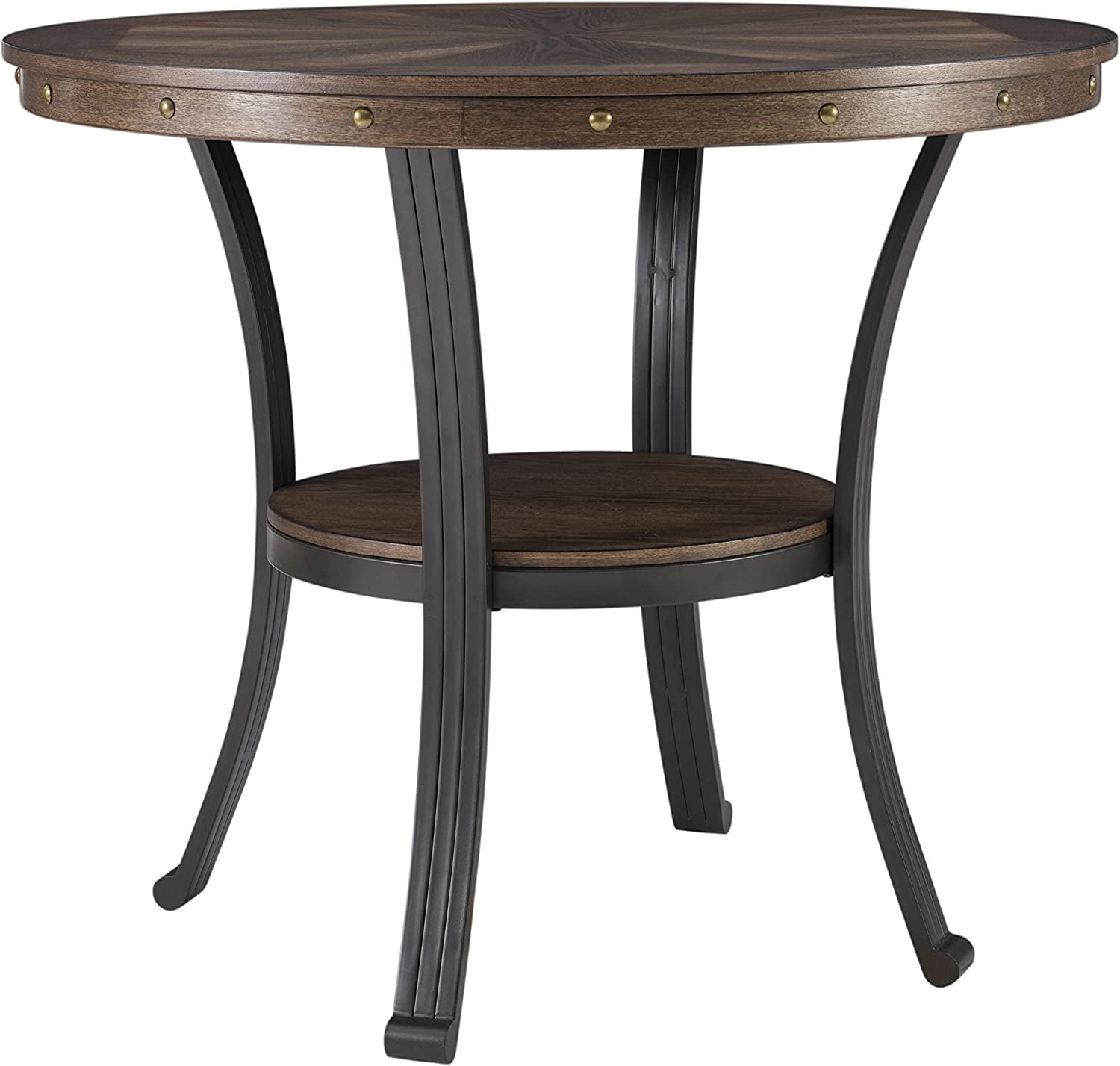 Powell Pewter Metal and Rustic Wood Side Table Franklin Dining ...