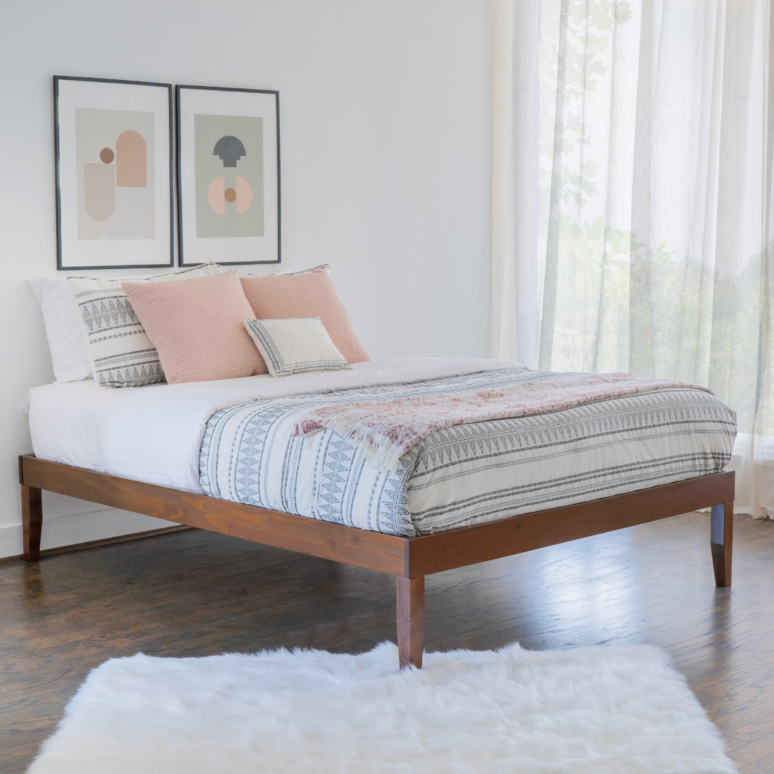Powell Plumley Queen Platform Bed Frame - Pine Wood - Walmart.com