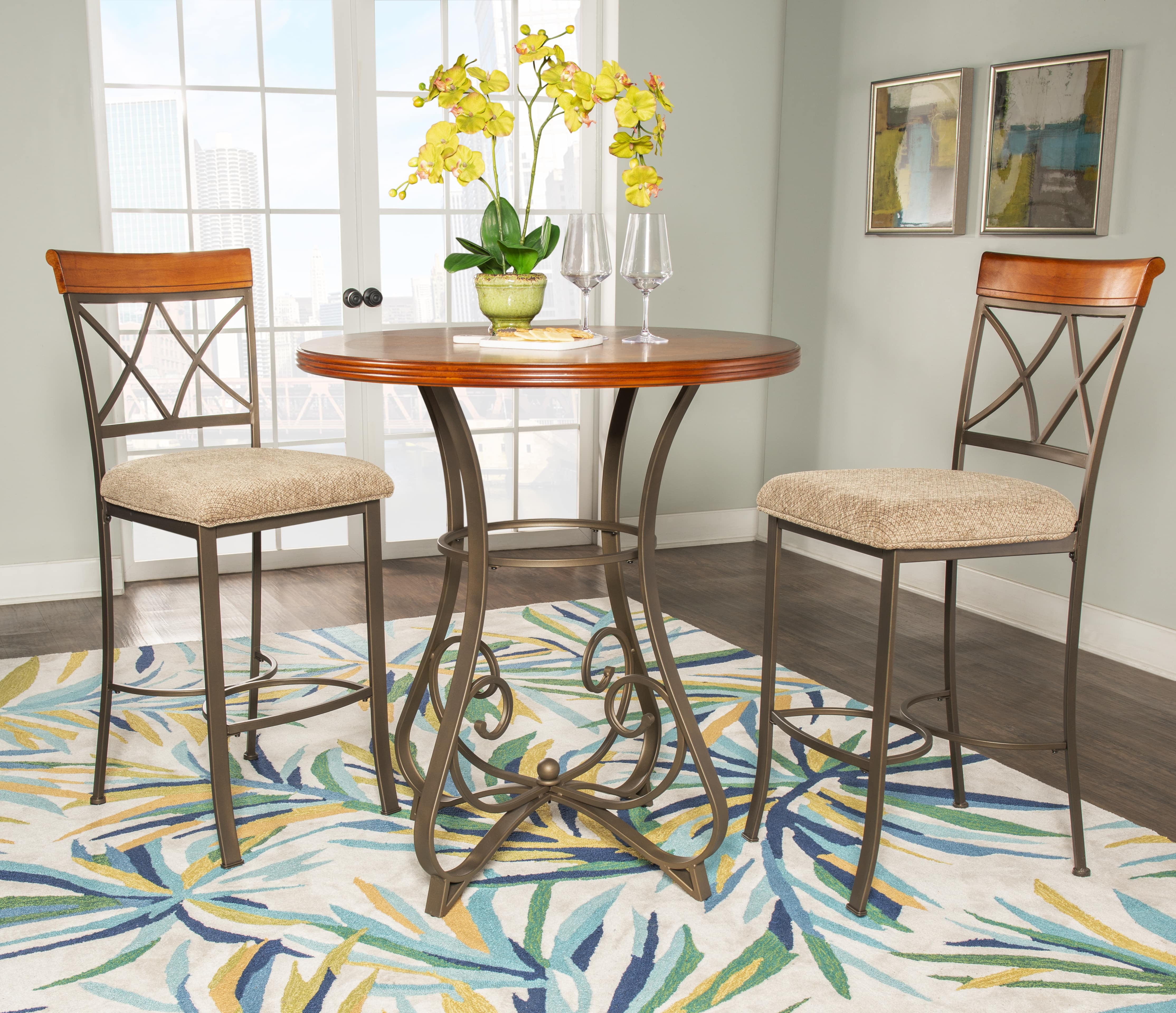 Powell Roselyn 36" Round Pub Table, 40" Tall, Seats 2-4, Brushed Faux ...