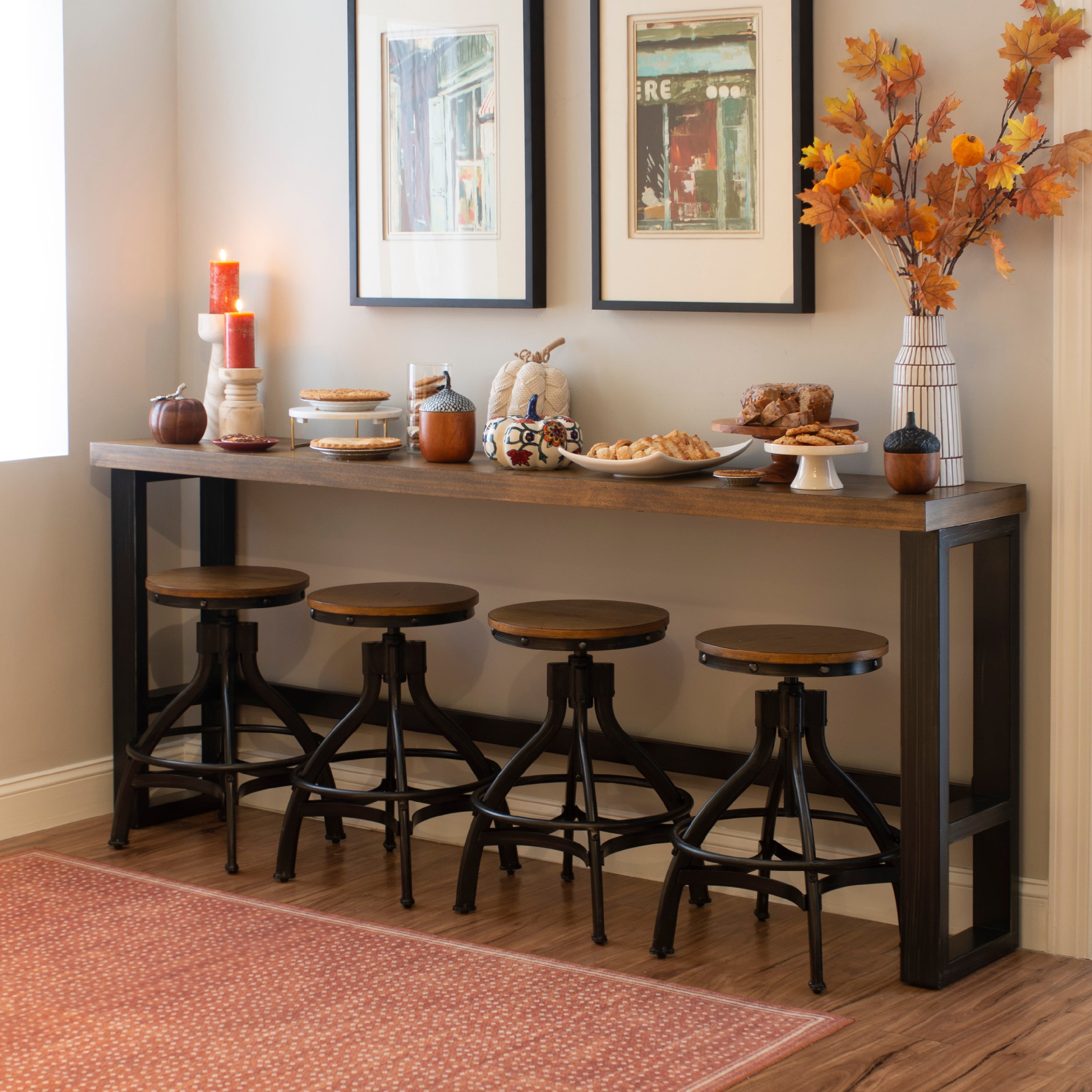 Powell Samuel Bar Height Wood and Metal Indoor Console Table, Dark ...
