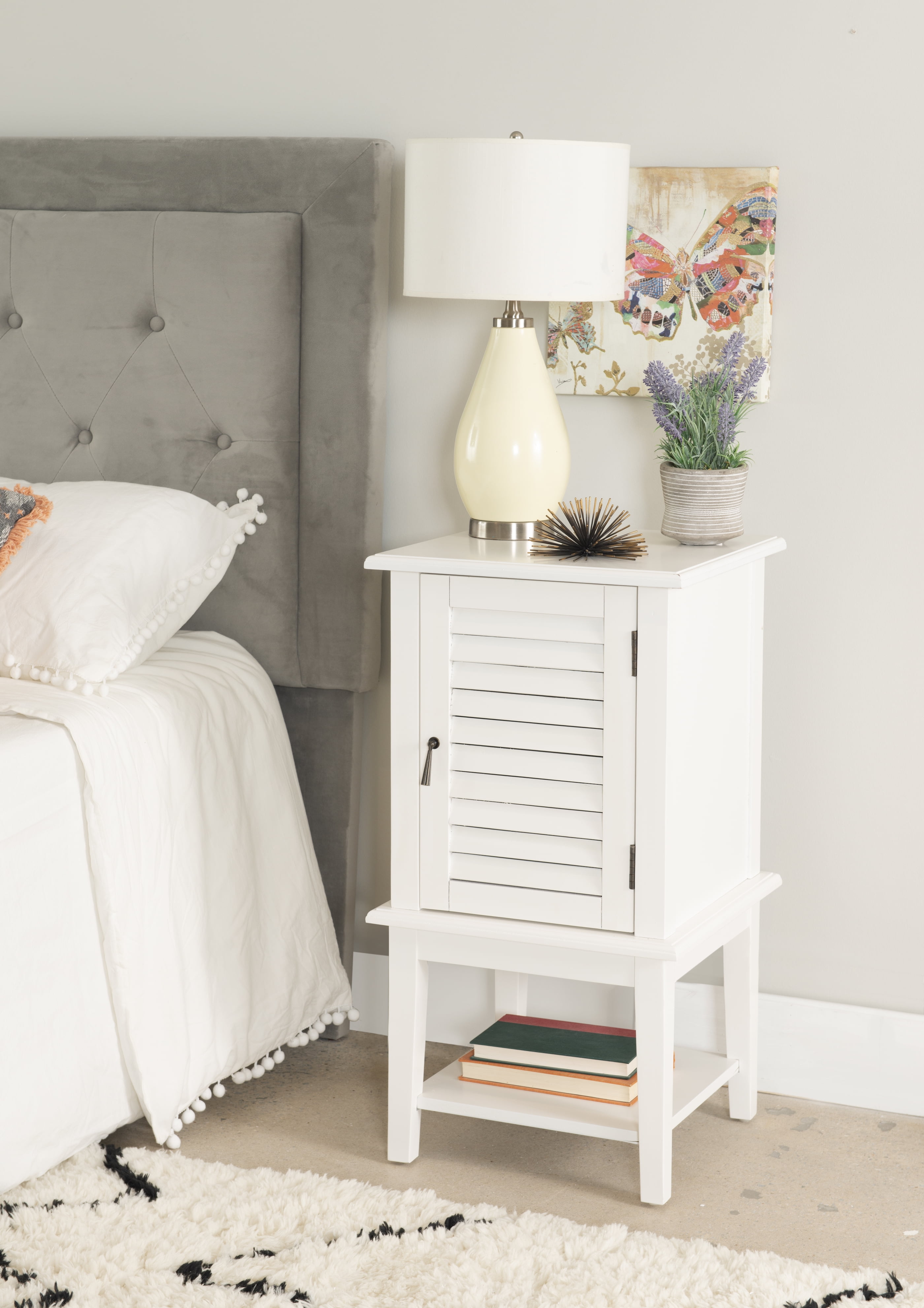 Powell Shutter Door Indoor Accent Side Table with Shelves, 29.75" Tall ...