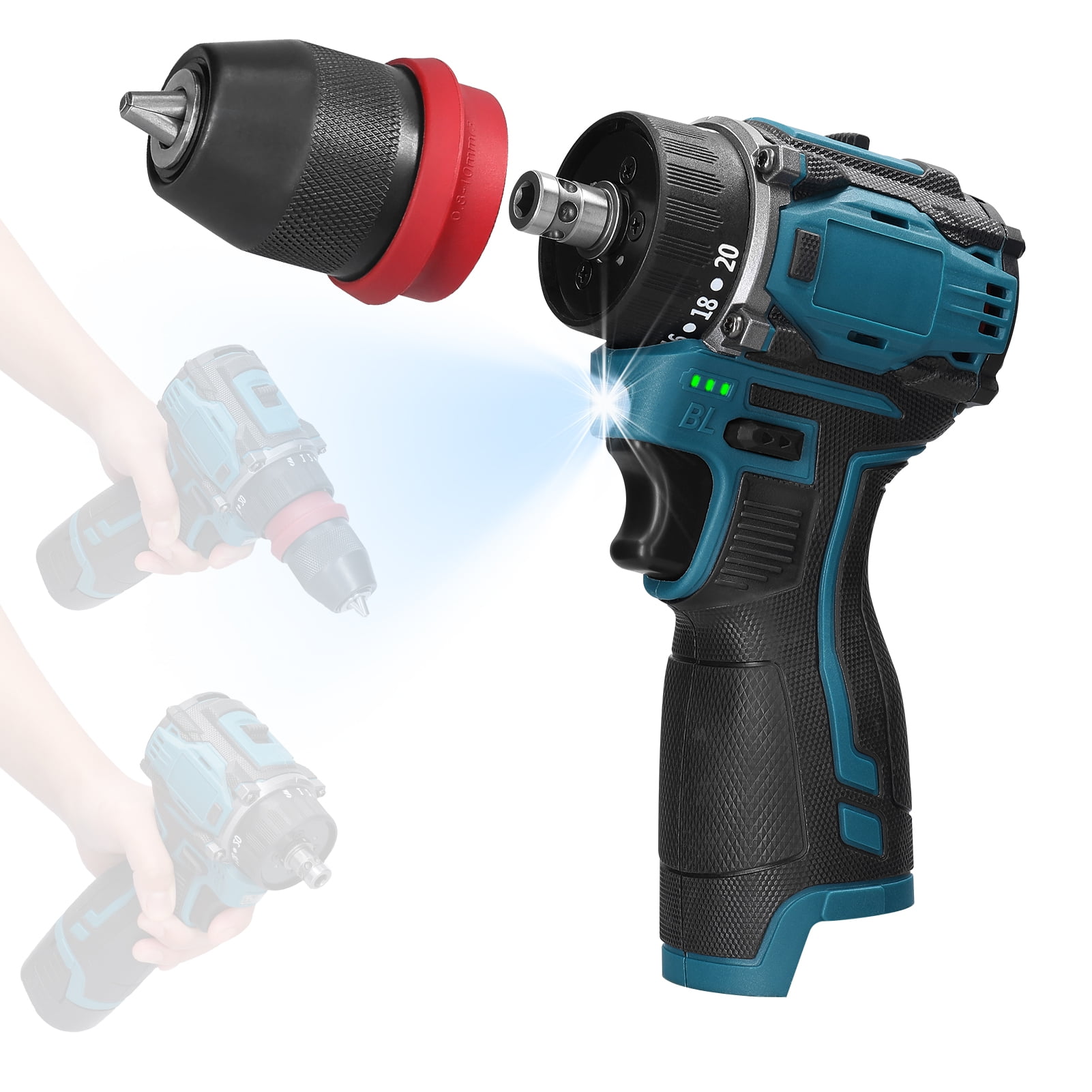 Power 18V 2in1 Lithium Drill Electric Screwdriver Multi-function Power ...