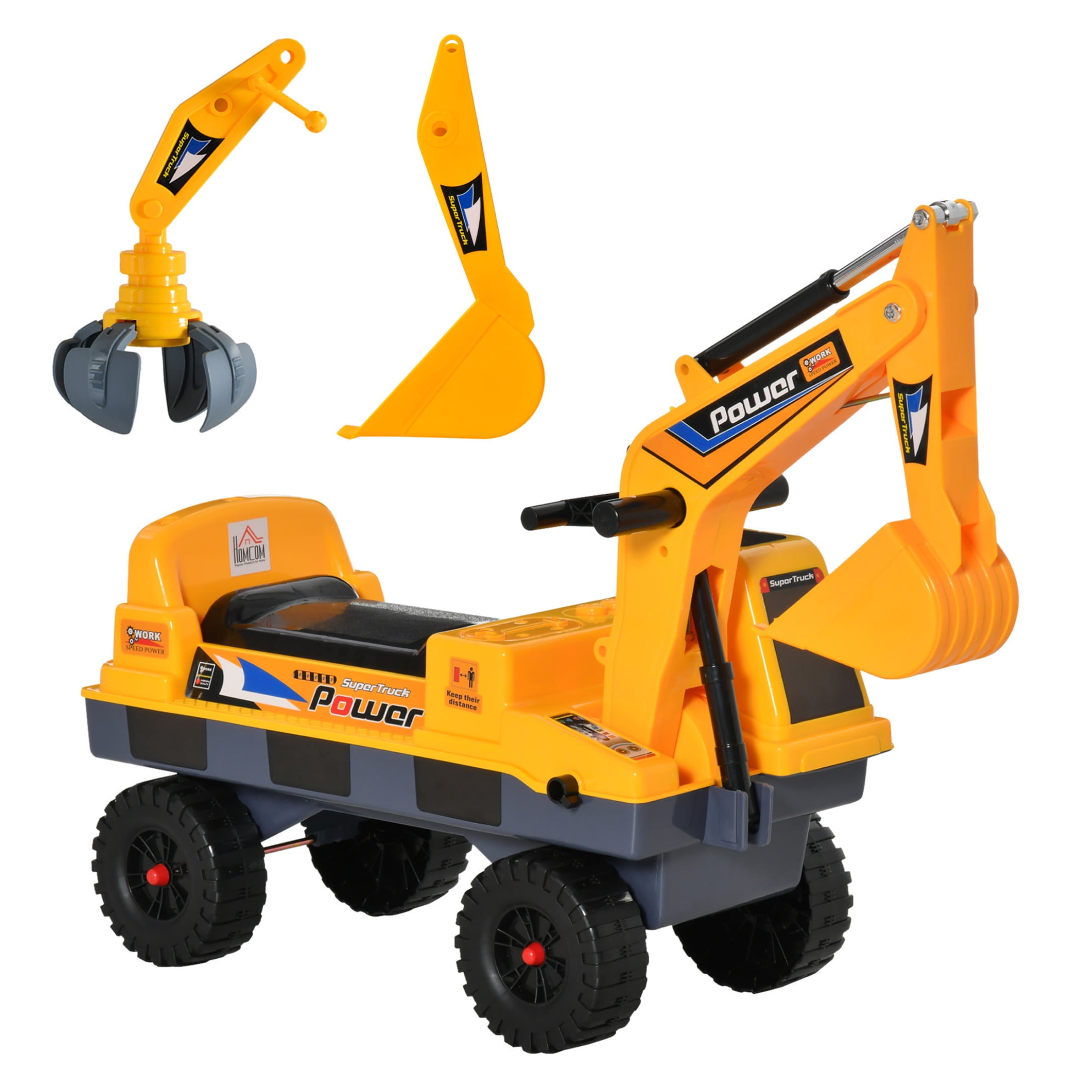 No Power 2 in 1 Ride On Excavator with Helmet and Claw, Construction ...