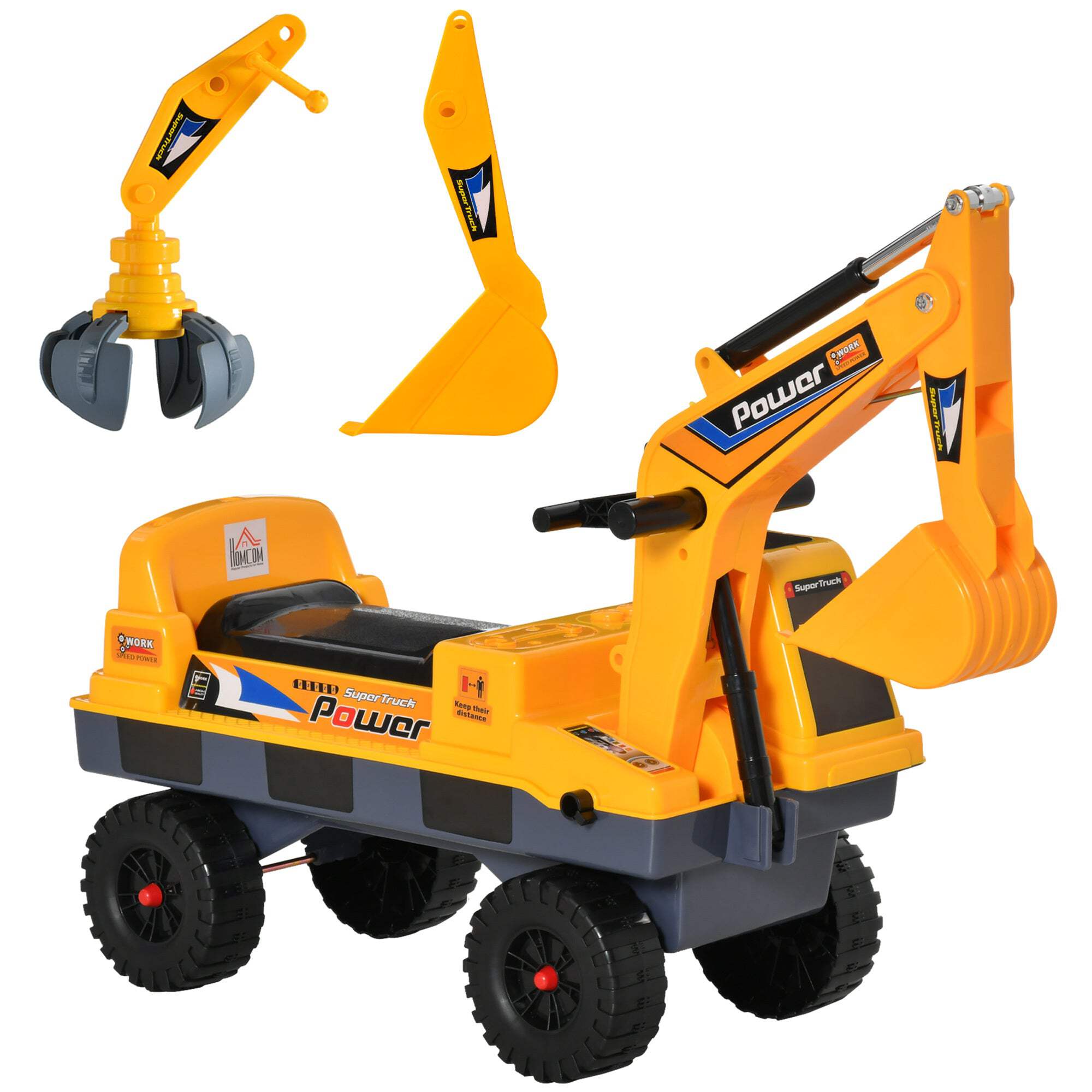 No Power 2 In 1 Ride On Excavator With Helmet And Claw, Construction ...