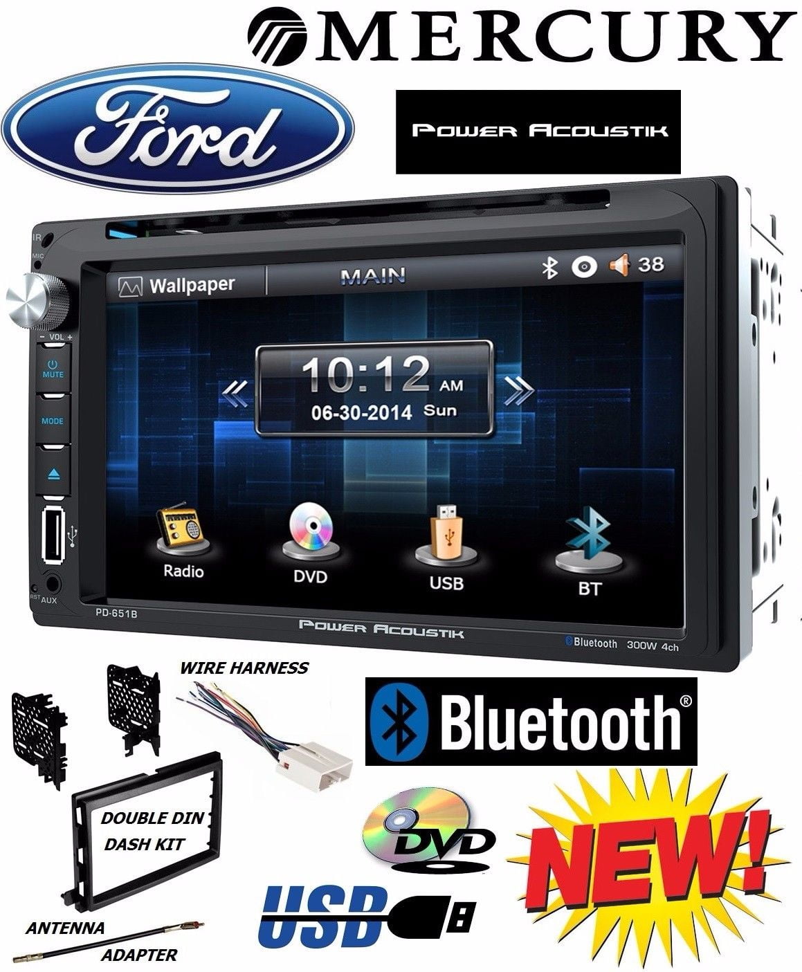 Power Acoustik 2005-2015 FORD F250/350/450/550 Touchscreen CD DVD USB ...