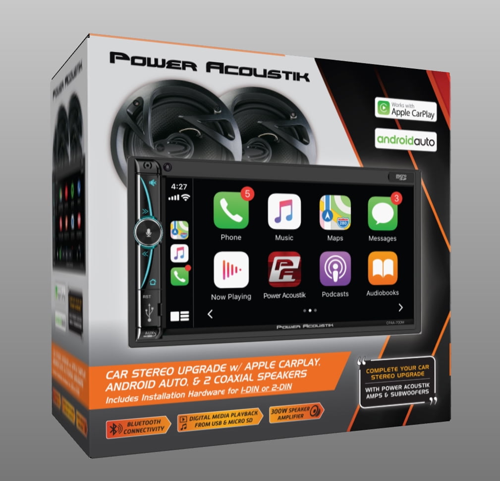 "Power Acoustik 7"" HD Touch Screen CarPlay Audio Head Unit Radio ...