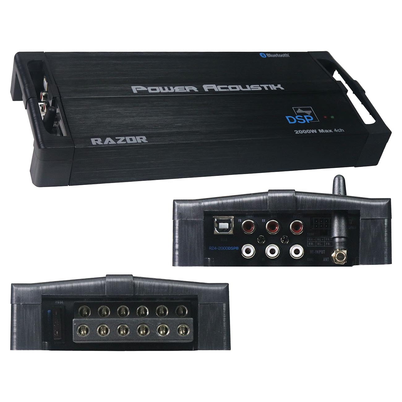 Power Acoustik Compact 4 Channel Amplifier with Built-in DSP 1000W RMS ...