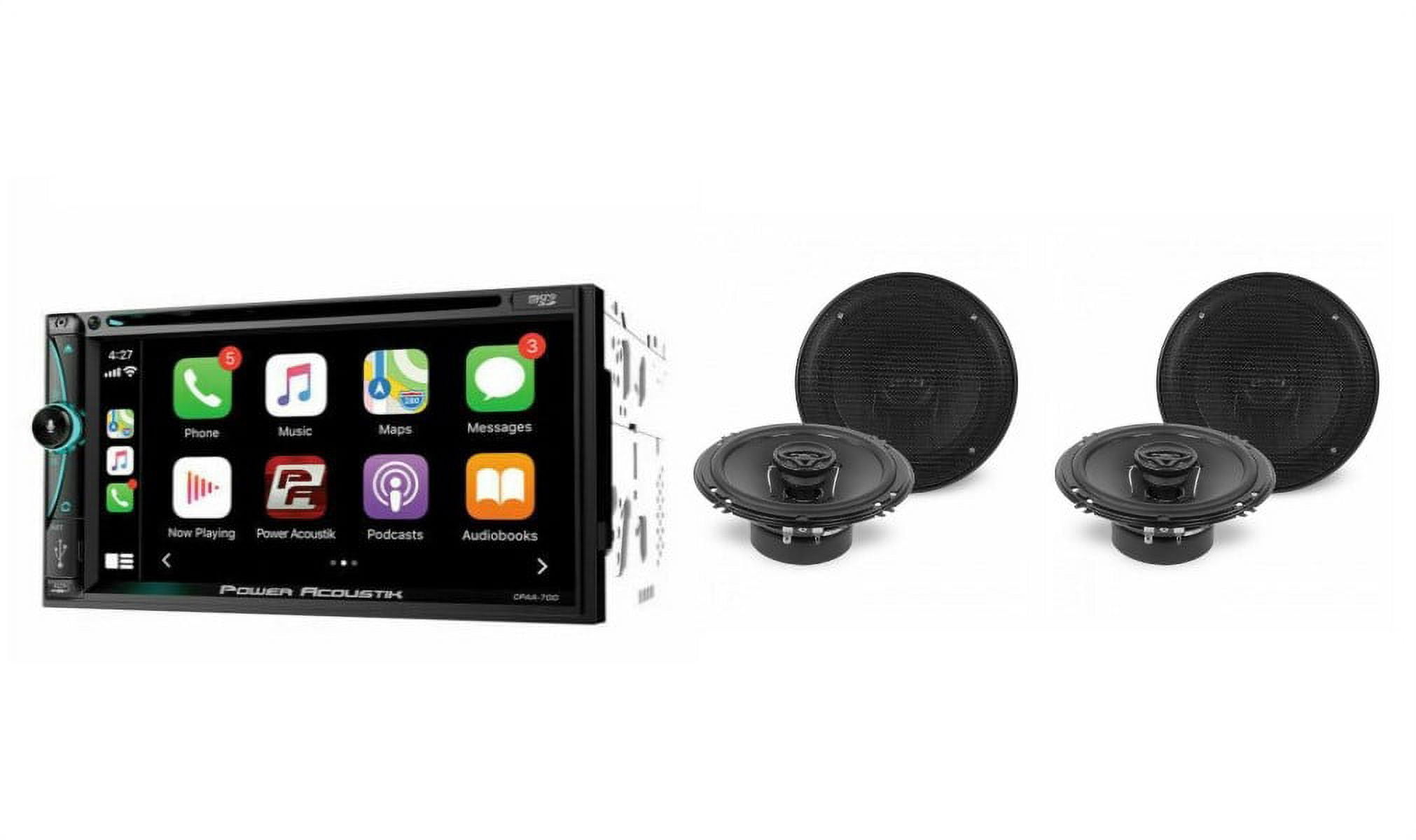 Power Acoustik Double DIN Bluetooth CarPlay Car Stereo w/ (2) 6.5" 2 ...