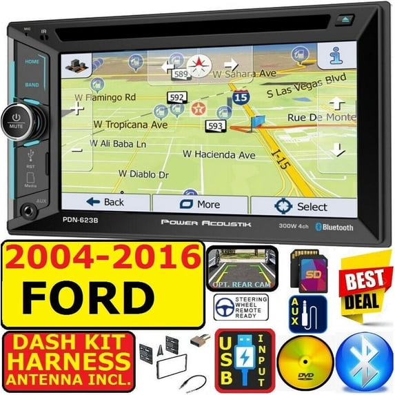 Power Acoustik Incite GPS Bluetooth Car In-Dash Unit for Ford F150/F250 ...