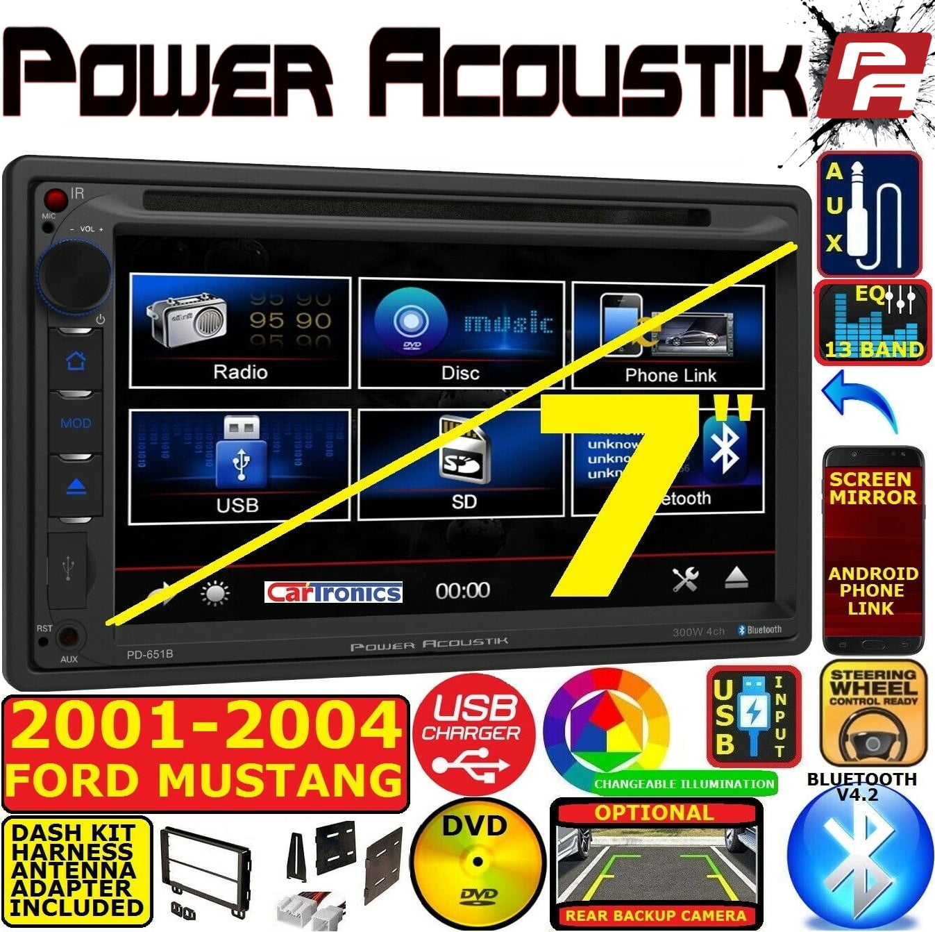 01-04 Ford Mustang Bluetooth DVD CD USB Car Radio Stereo w/ Optional ...