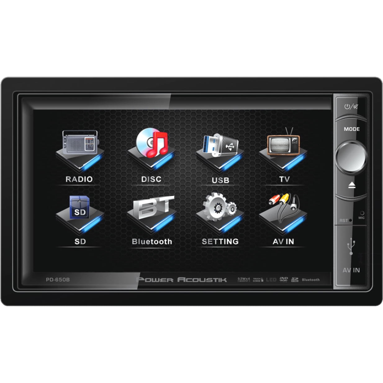 Power Acoustik PD-650 Car DVD Player, 6.5" Touchscreen LCD, 68 W RMS ...