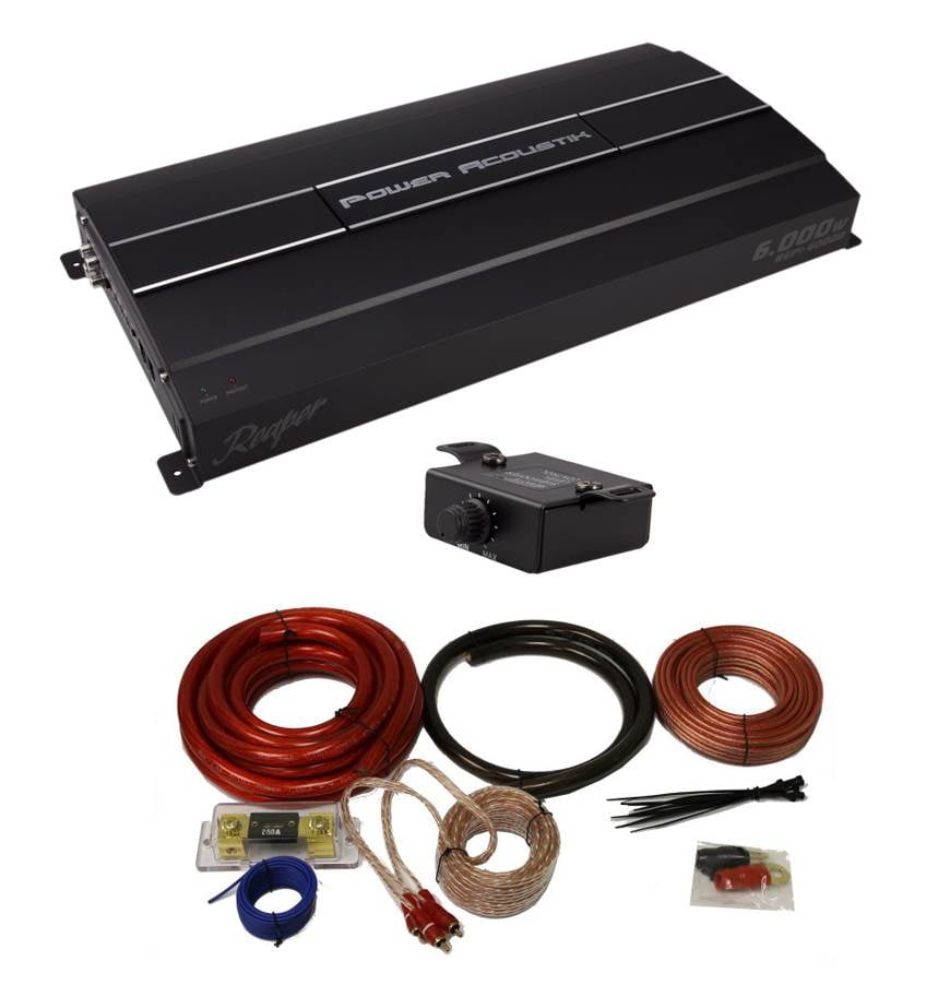 Power Acoustik REP1-6000D 6000W Car Amplifier Amp + Remote + 1/0 Gauge ...