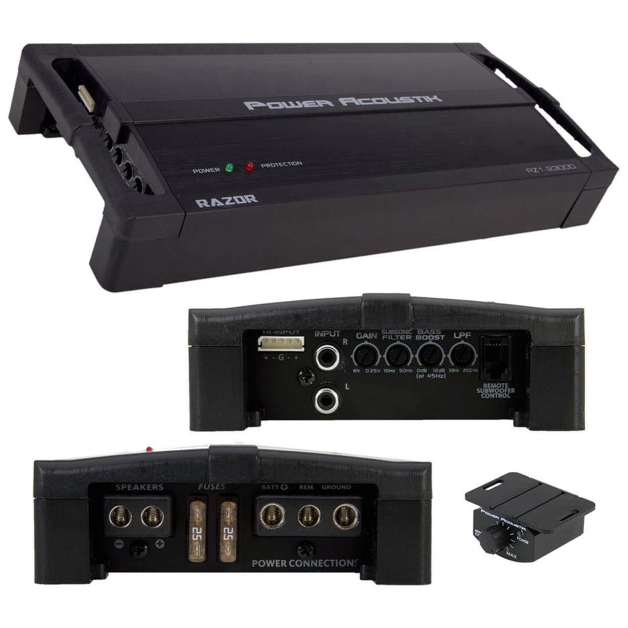 Power Acoustik RZ1-2300D 2300 Watt Class D Car Subwoofer Amplifier ...
