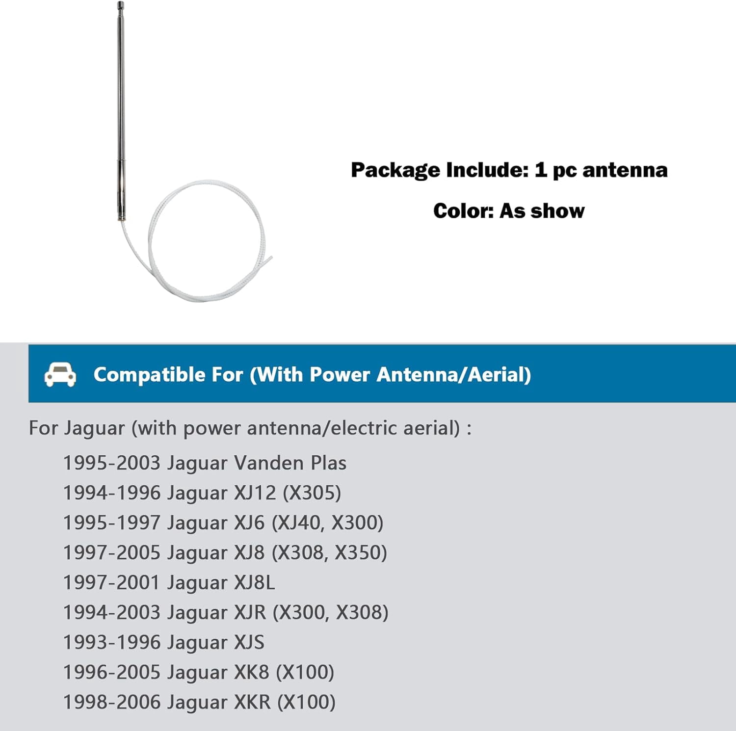 Power Antenna Aerial AM/FM Radio Replacement Mast Cable For Jaguar ...