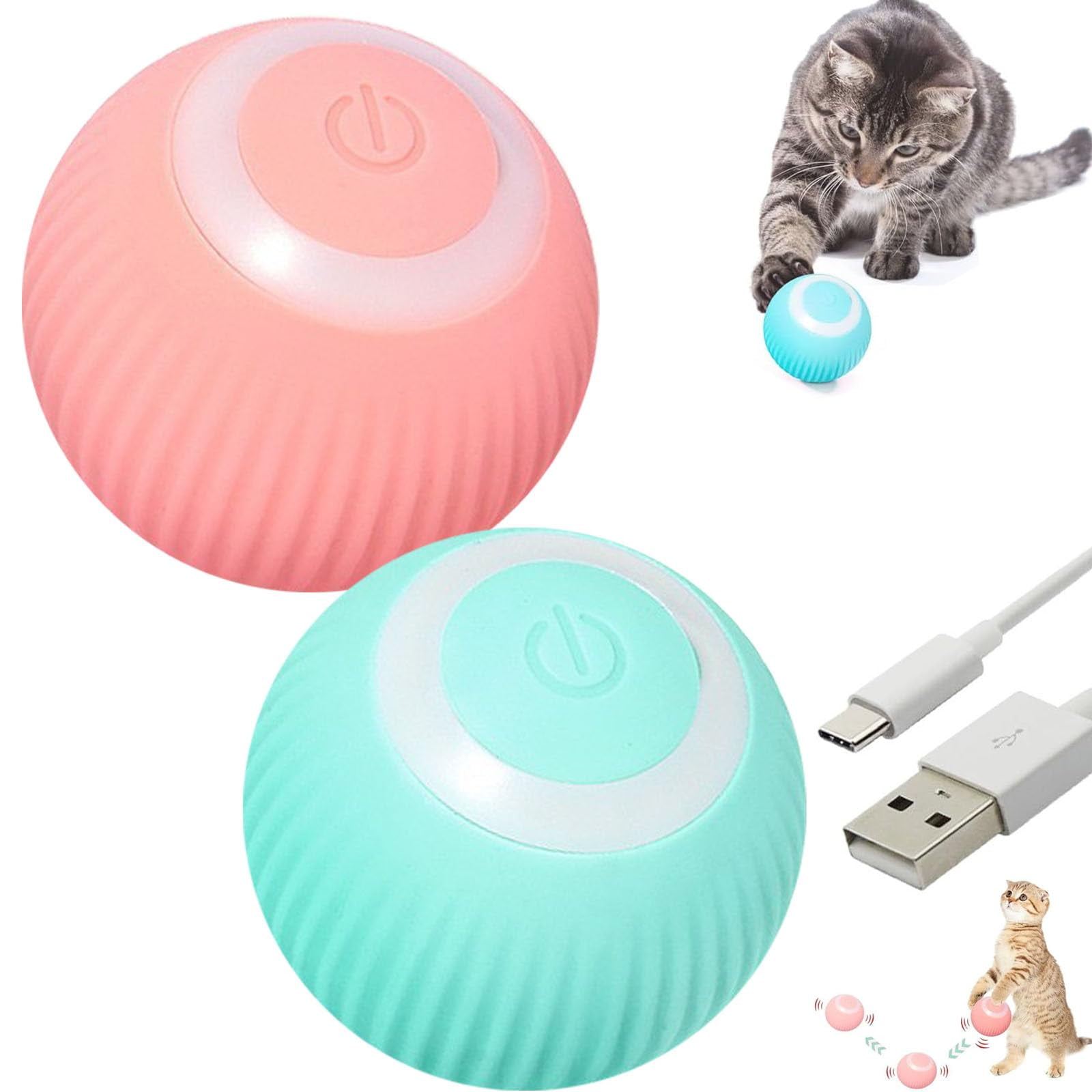 Power Ball 2.0 Cat Toy, Interactive Cat Smart Ball Toy 2.0, Automatic ...