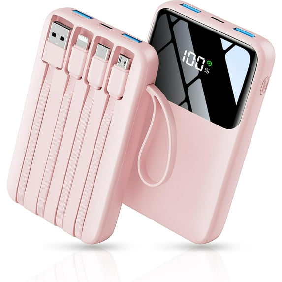 Power Bank, 15000mAh Portable Charger with Built in Cable, 22.5W Fast ...