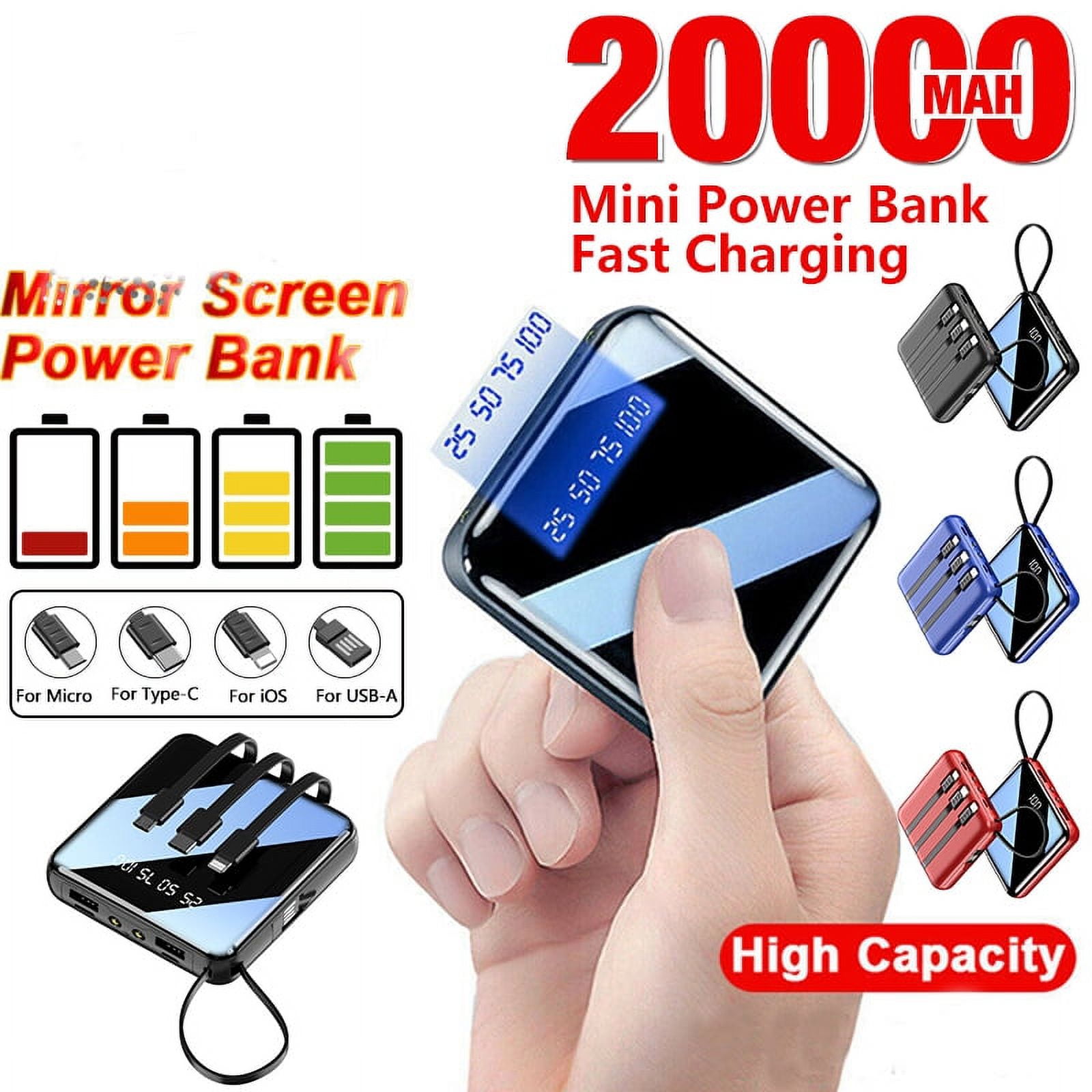 Power Bank, 20000mAh Mini Portable Mirror Power Bank Flashlight Design ...