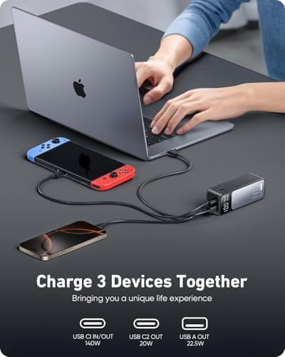 Power Bank, 27000mAh 140W USB C Laptop Portable Charger, PD QC Fast ...